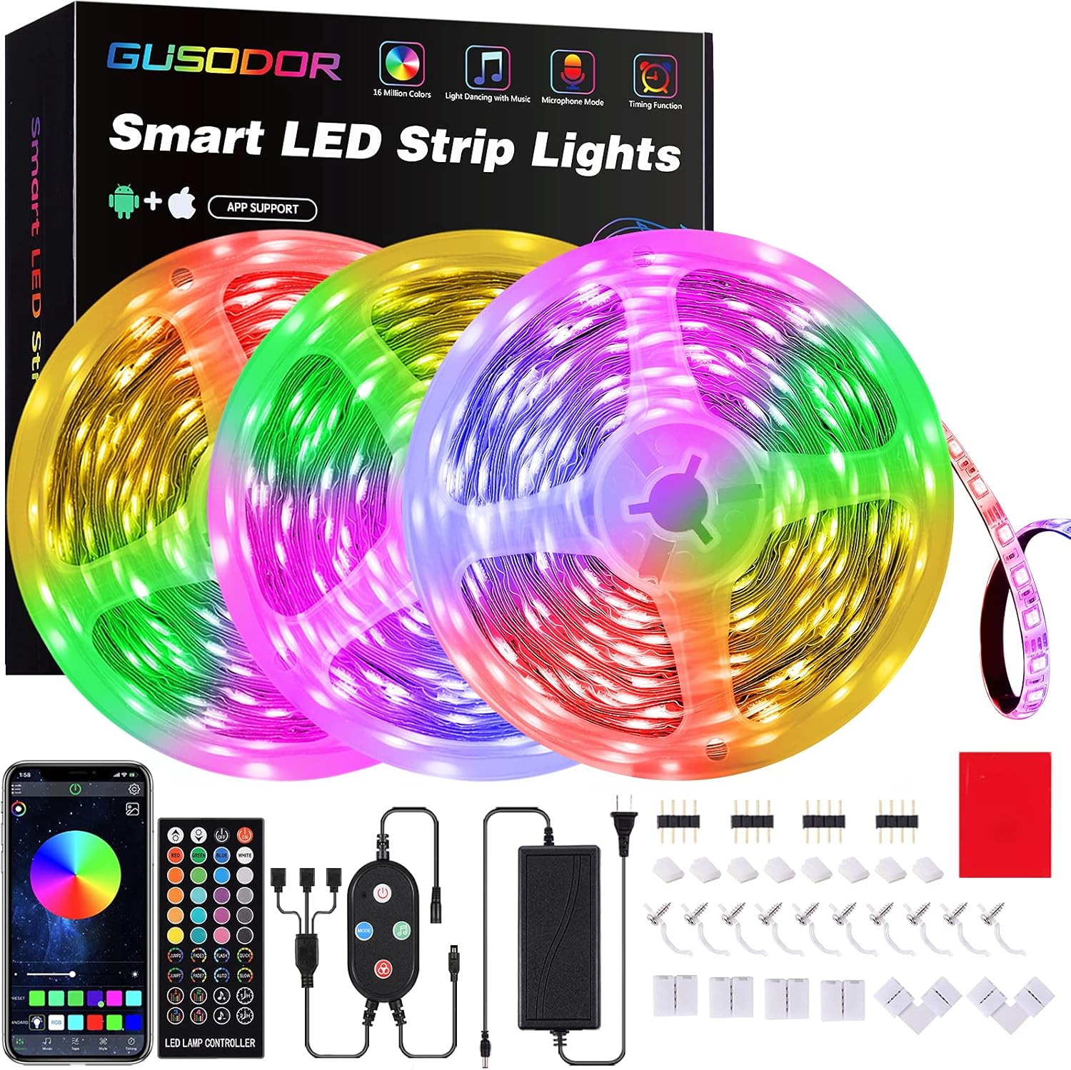 Buy 50 Feet Led Strip Lights GUSODOR Smart Led Lights For Bedroom