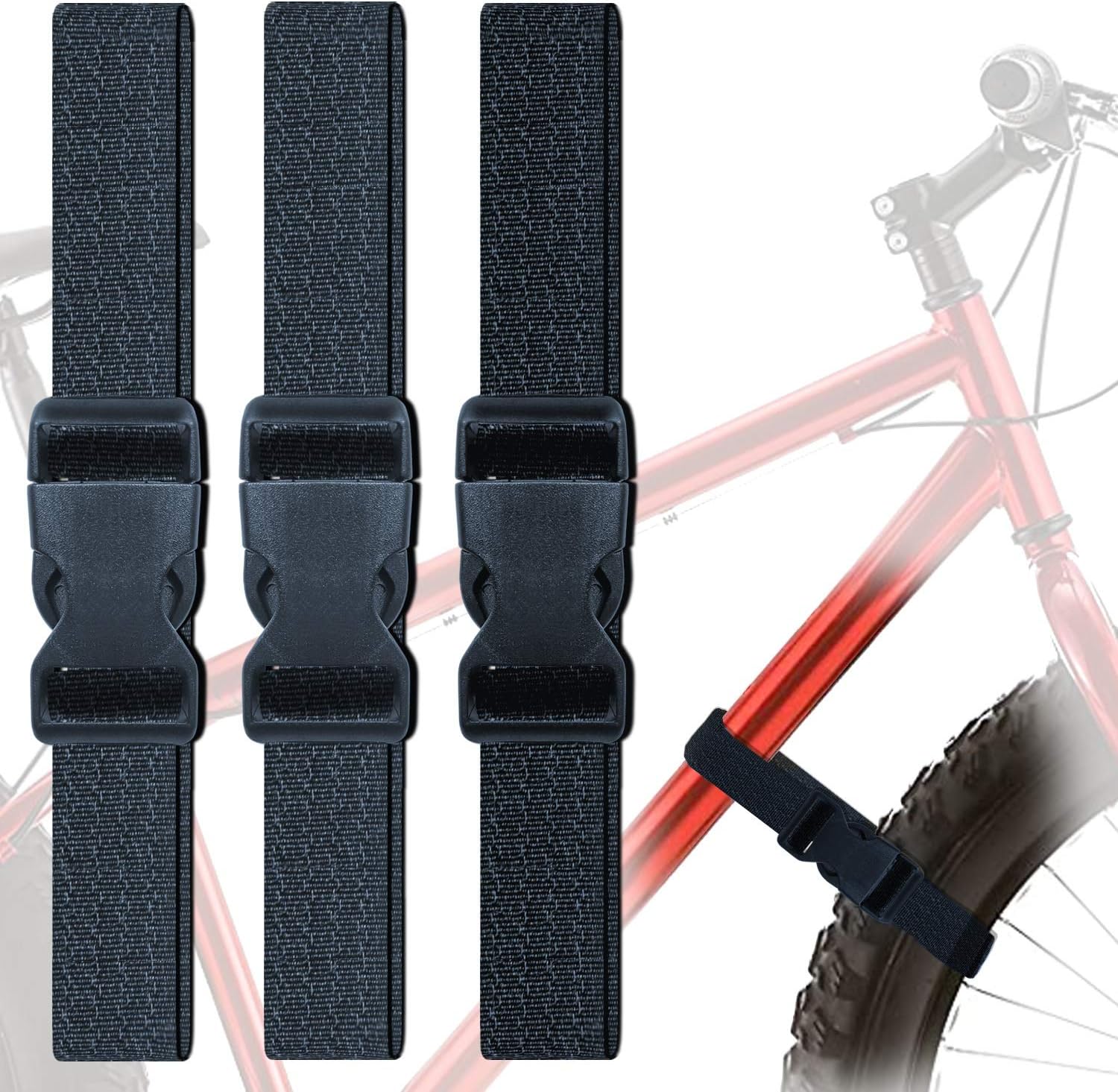 Amazon.com: WOYEAINY 3 Pack Adjustable with Buckles Bike Rack Straps ...