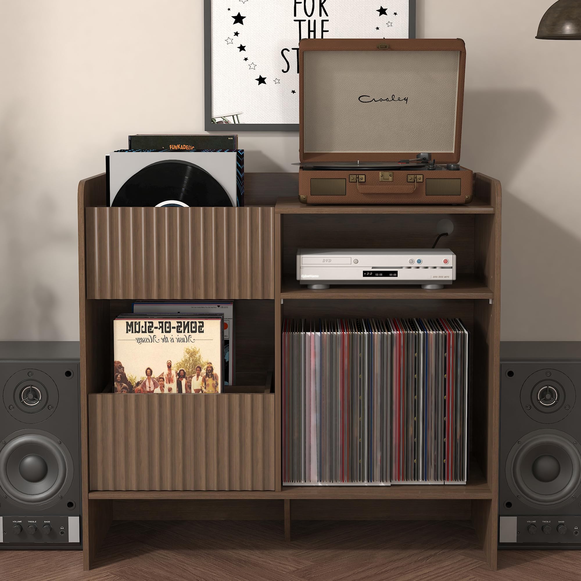 Amazon.com: XINRONG Vinyl Record Storage Cabinet, Turntable Stand with ...