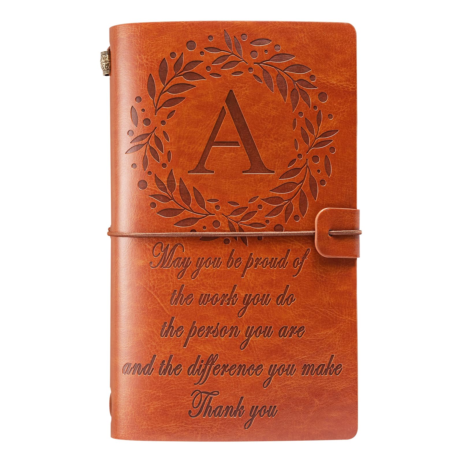 Amazon.com : Filten Thank You Gifts Monogrammed Initial Leather Journal ...
