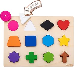 Amazon.com: Magnetic Wooden Educational Shape Puzzle - Learn Colors ...