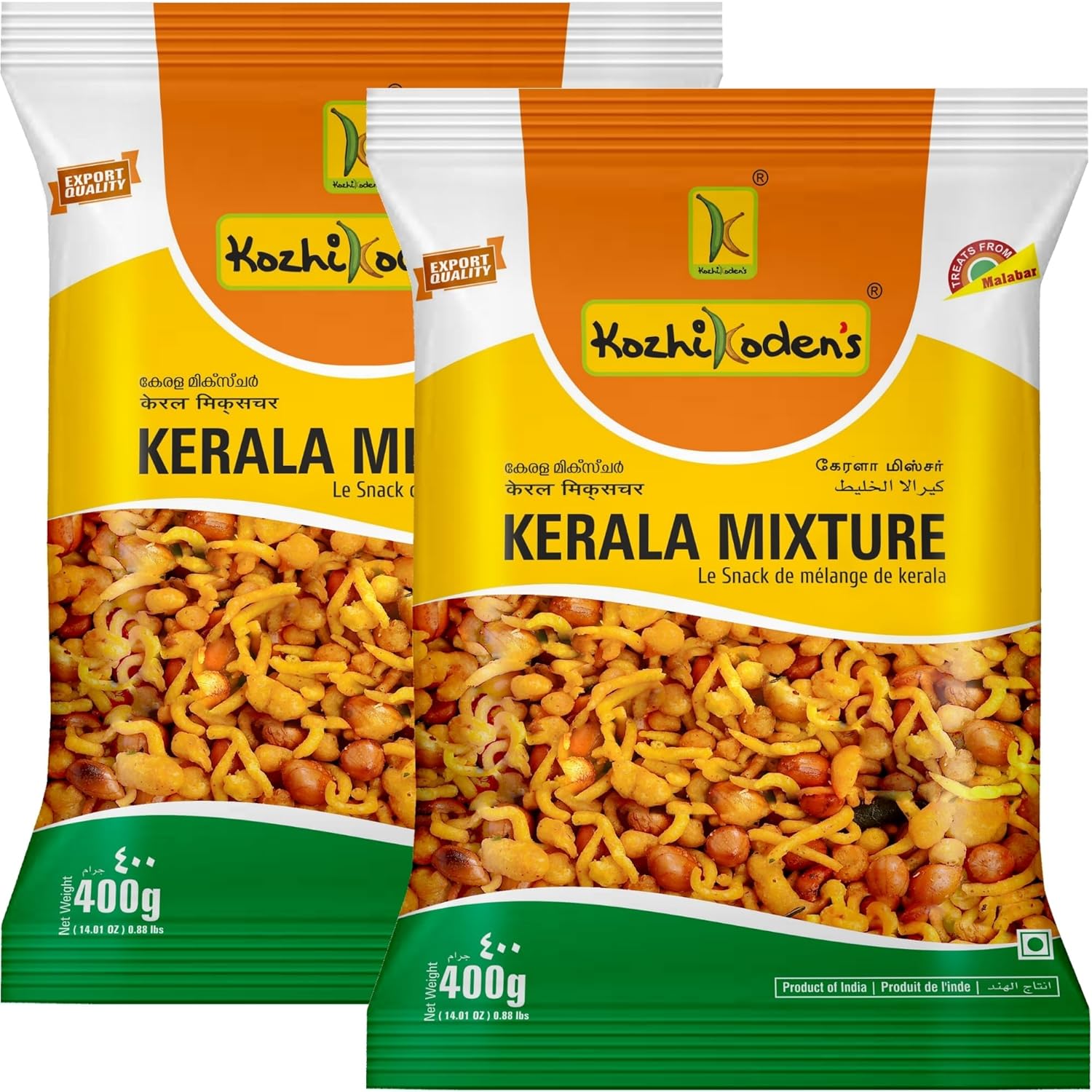 KOZHIKODEN'S Kerala Mixture | 800g (2 x 400g Pack) | Fresh & Spicy ...