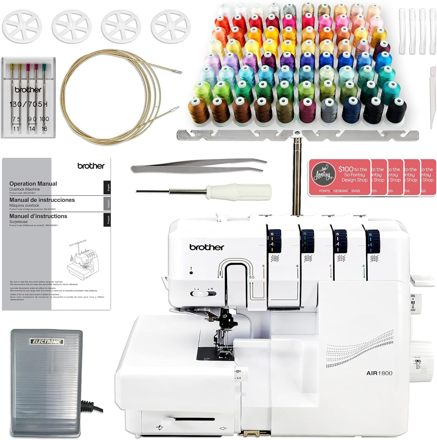 Amazon.com: Brother Air1800 Air Serger with Jet-Air Threading Bundle ...