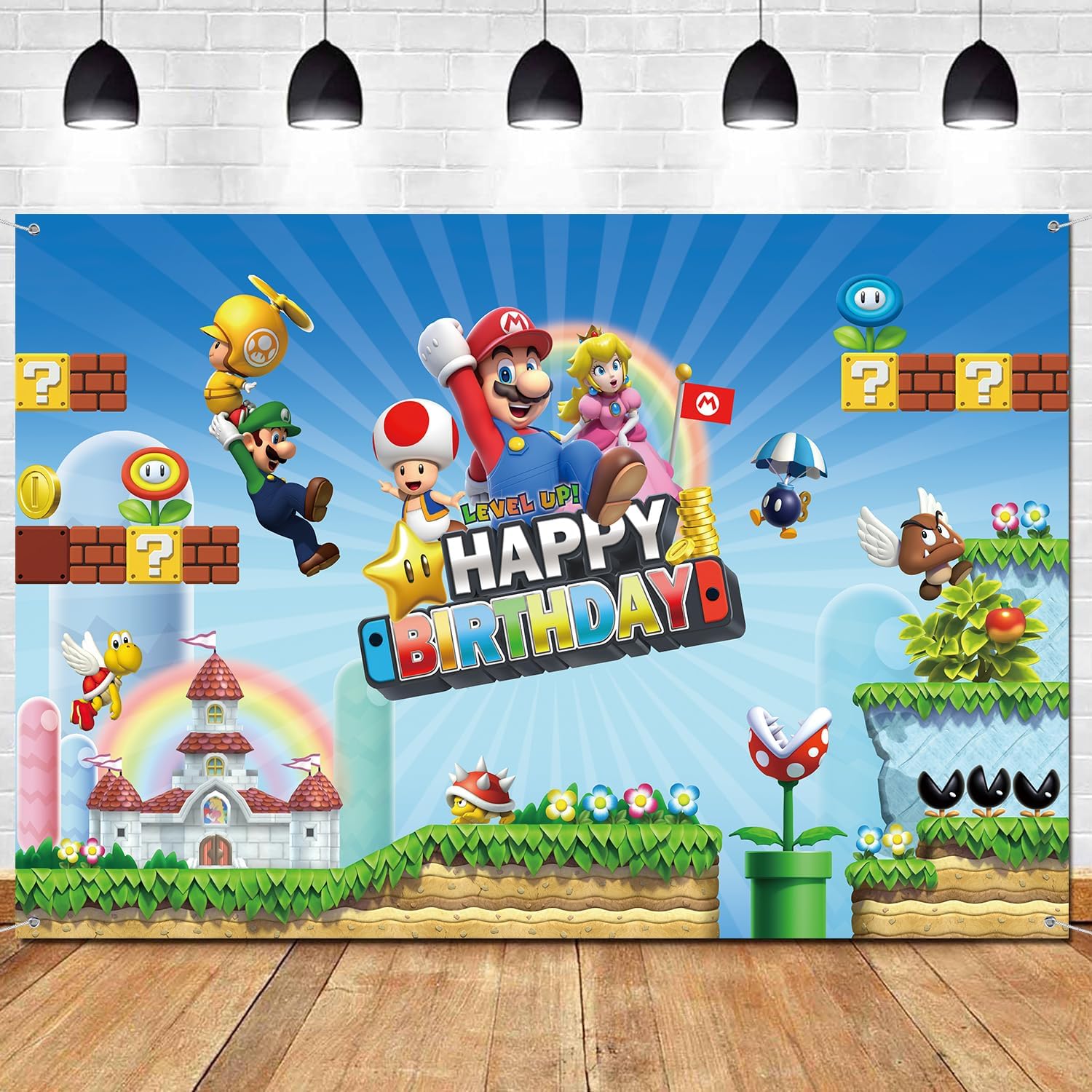 Amazon.com : PohuY Mario Birthday Theme Photography Backdrops Cartoon ...