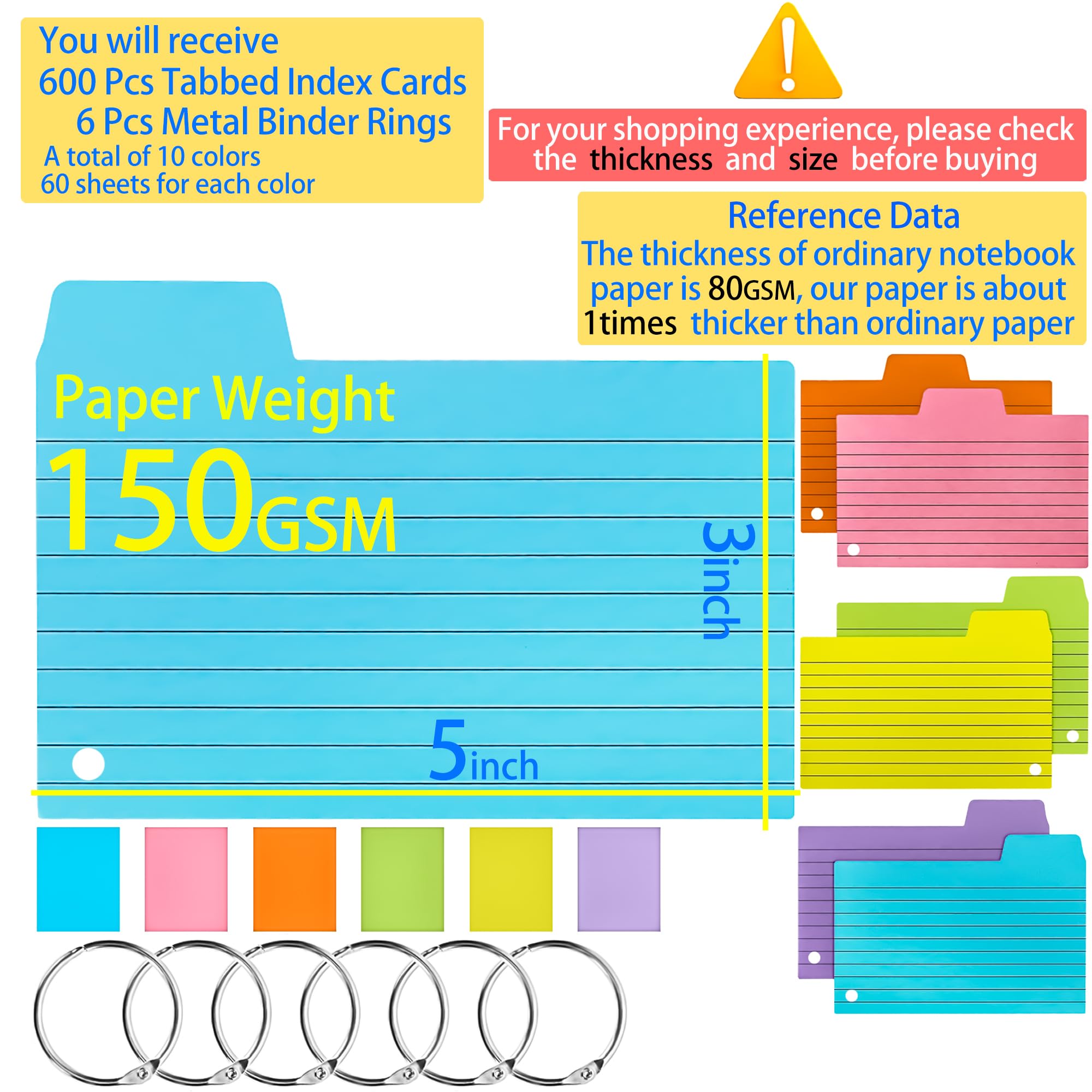 Snapklik.com : MotBach 500 PCS Tabbed Index Cards