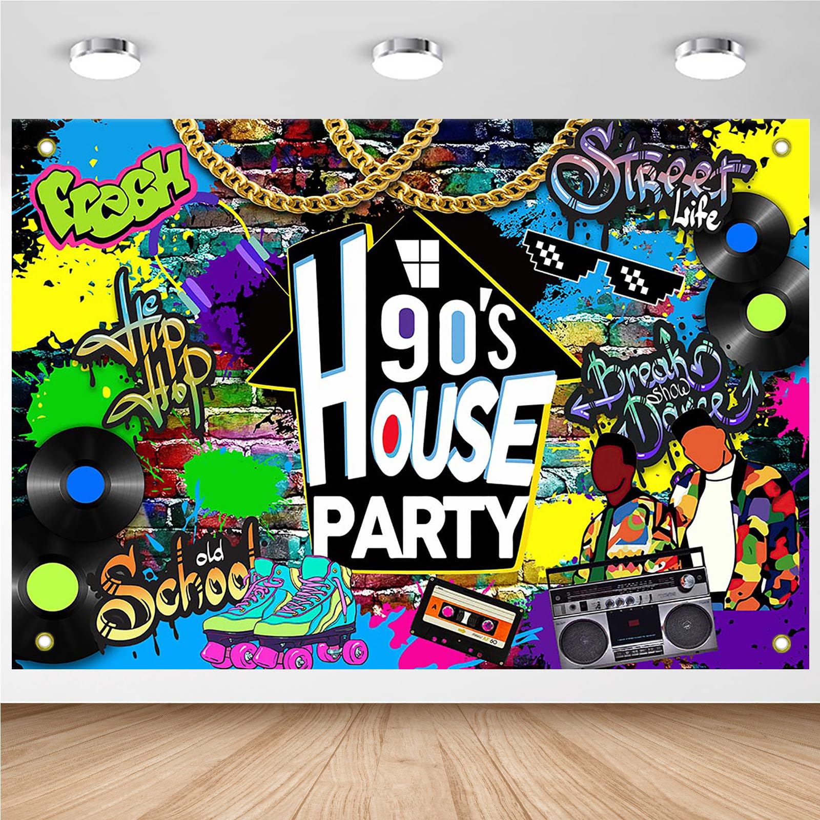 Amazon.com: Avezano 90s House Party Backdrop Hip Hop Graffiti 90's ...