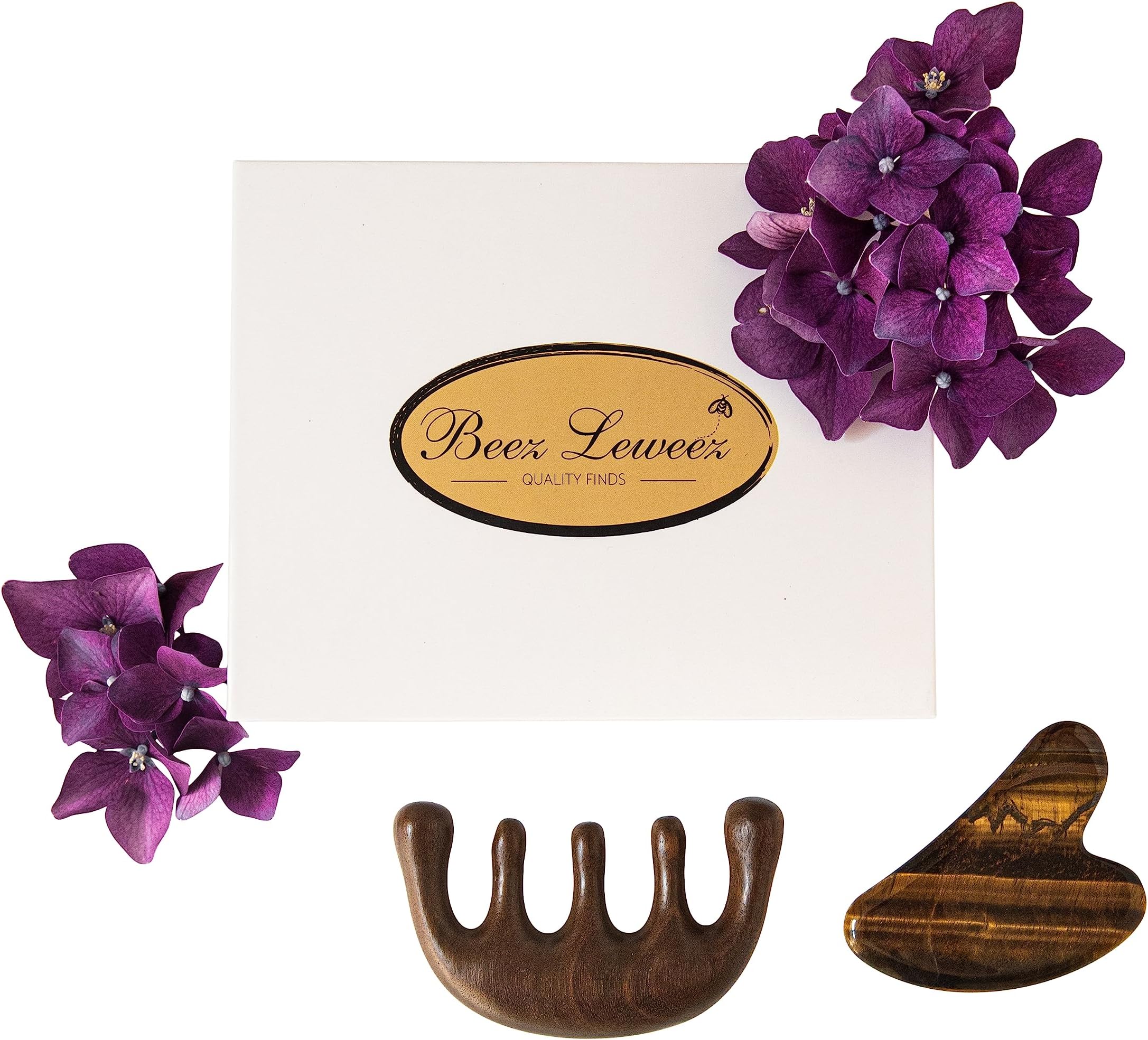 Amazon.com: Tiger Eye Stone GuaSha Facial Massage Tool and Scalp ...