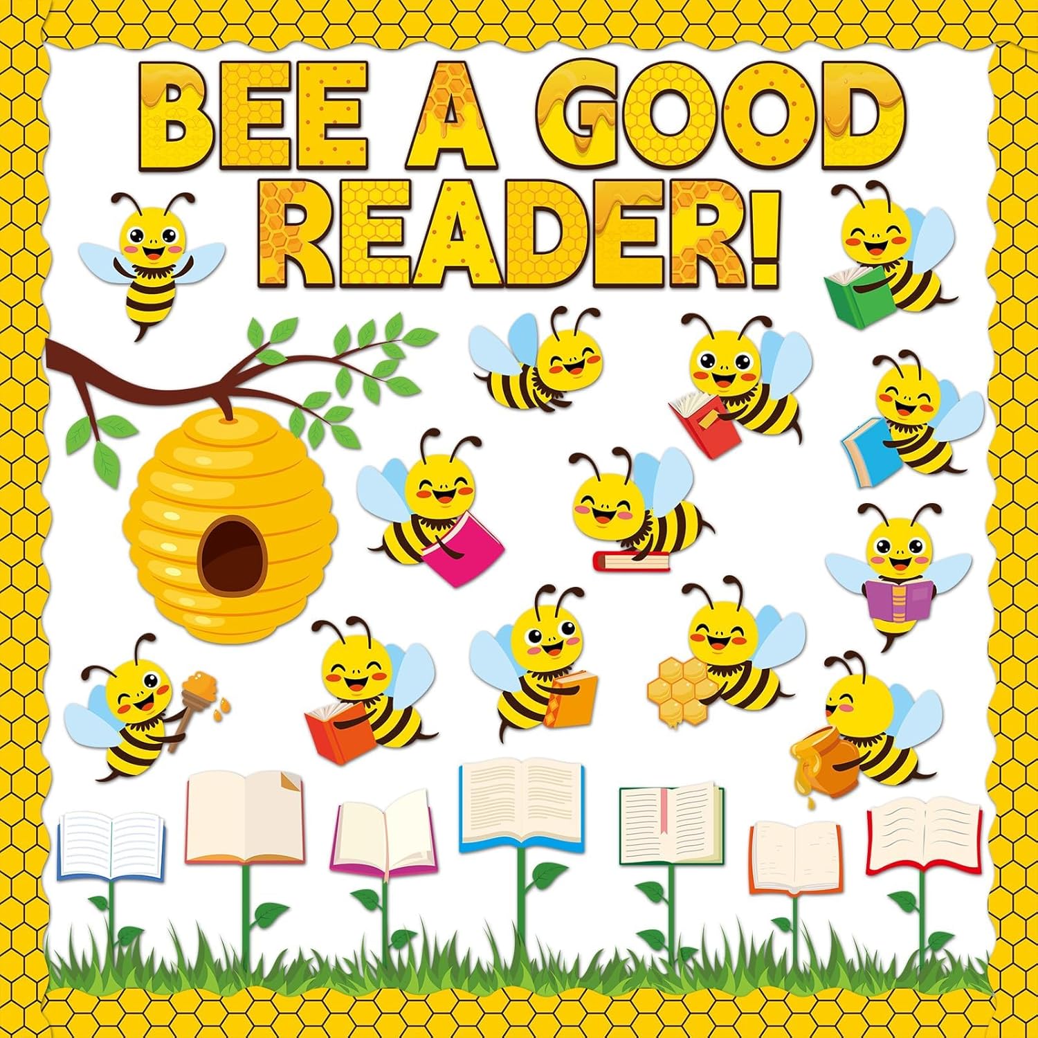 Amazon.com : gisgfim Bee Bulletin Board Decorations Bee A Good Reader ...