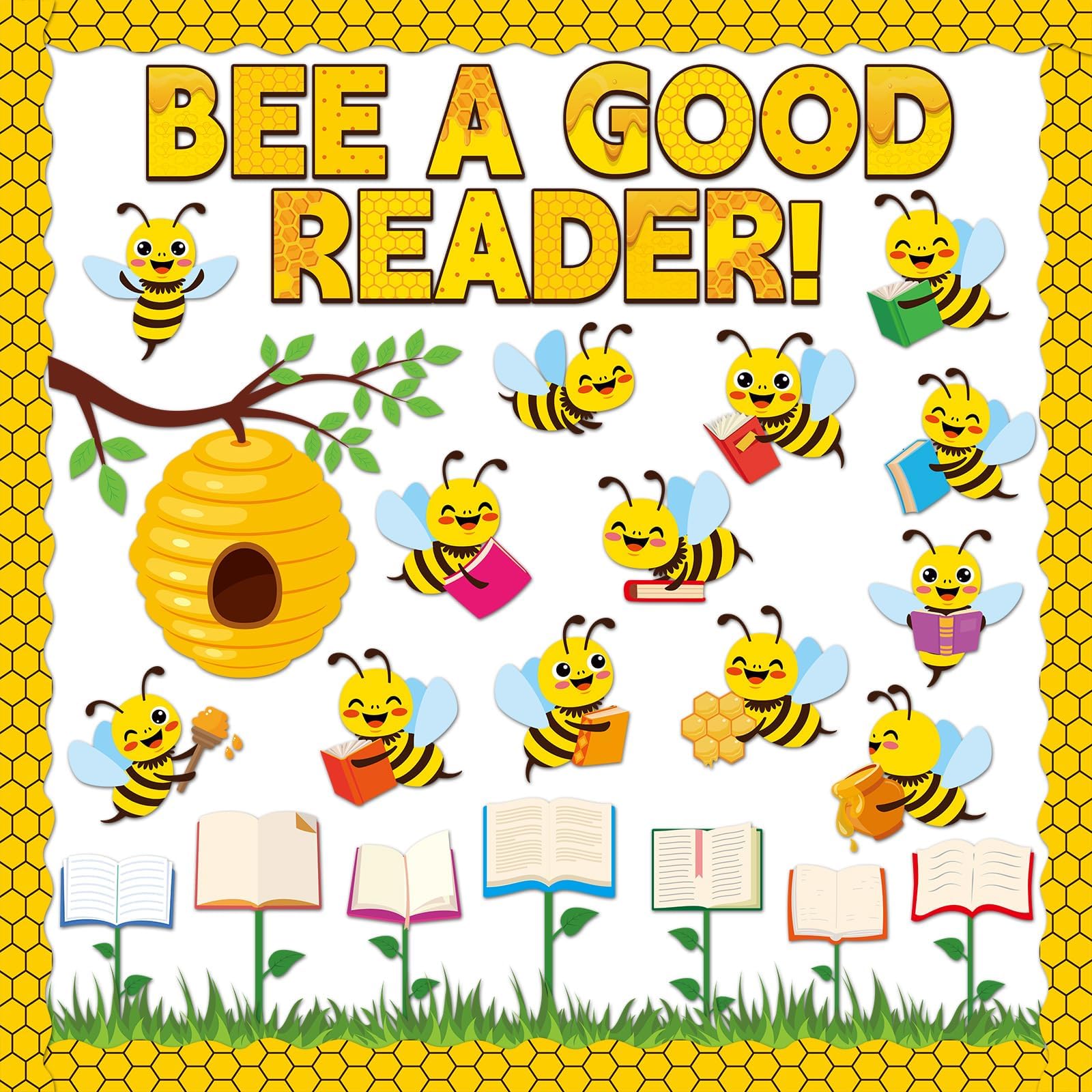 Amazon.com : gisgfim Bee Bulletin Board Decorations Bee A Good Reader ...
