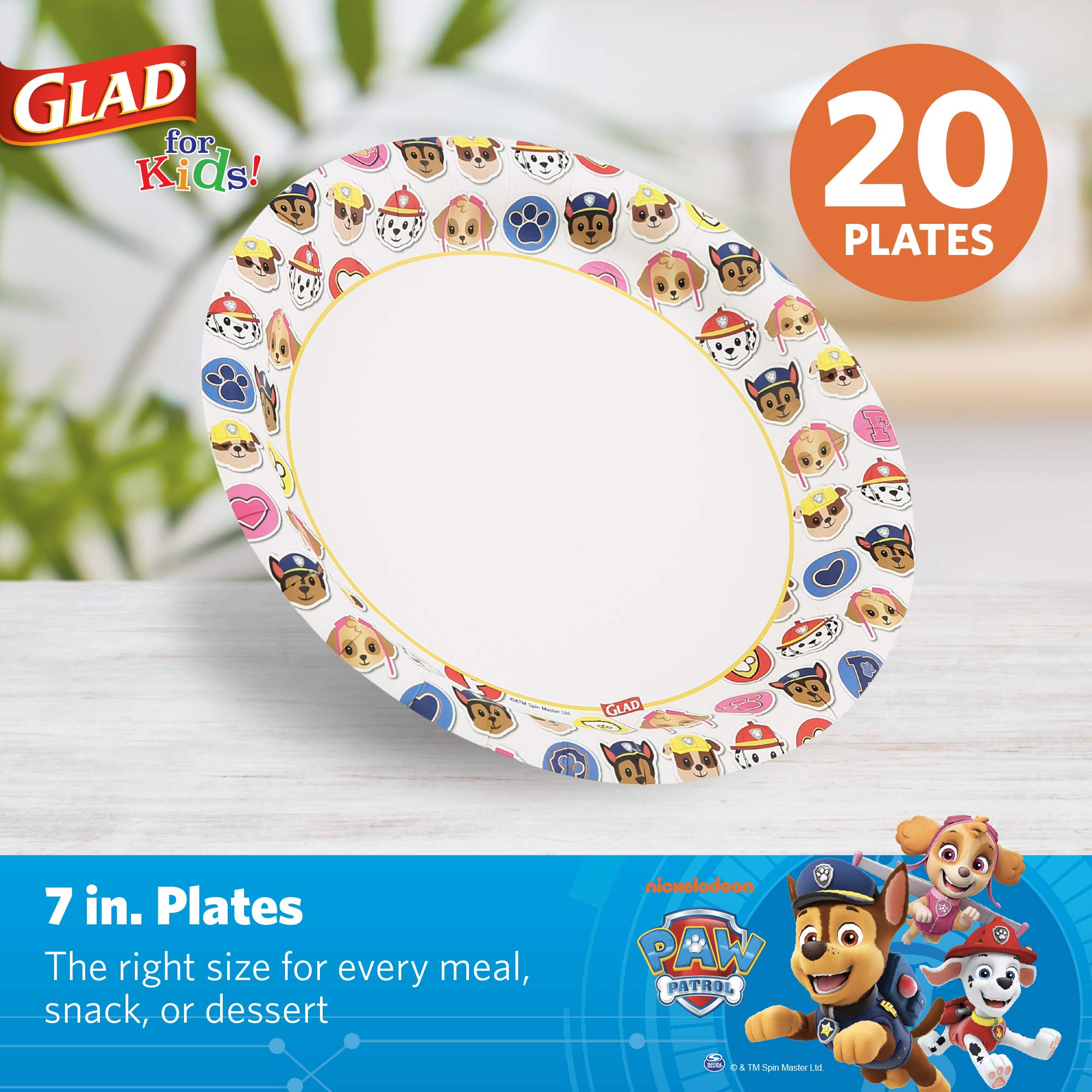 Glad for Kids Paw Patrol Emoji Paper Dispososable Plates | Paw Patrol ...