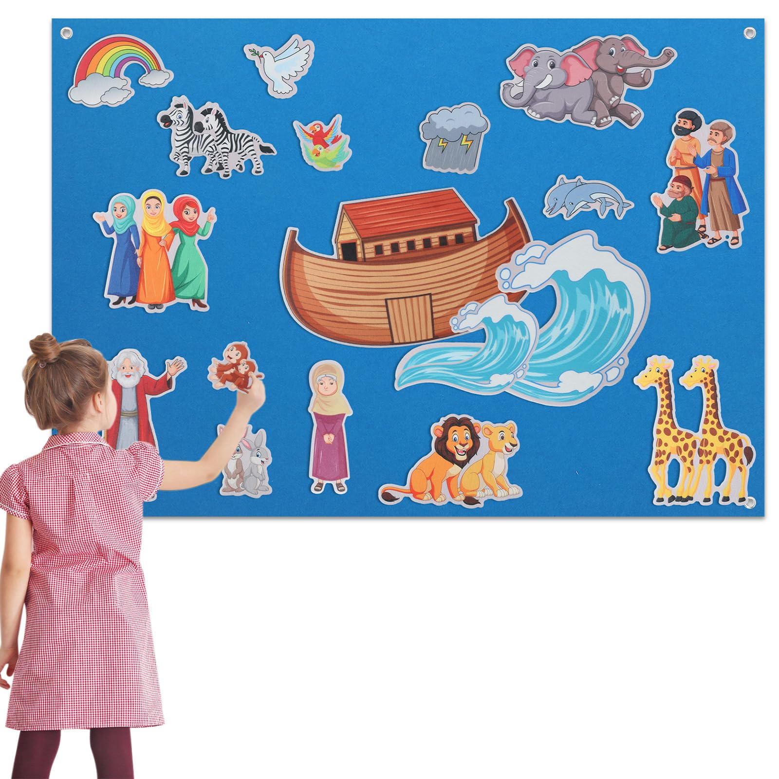Amazon.com: HunnmingRe Noah's Ark Felt Board Bible Stories Set Flannel ...