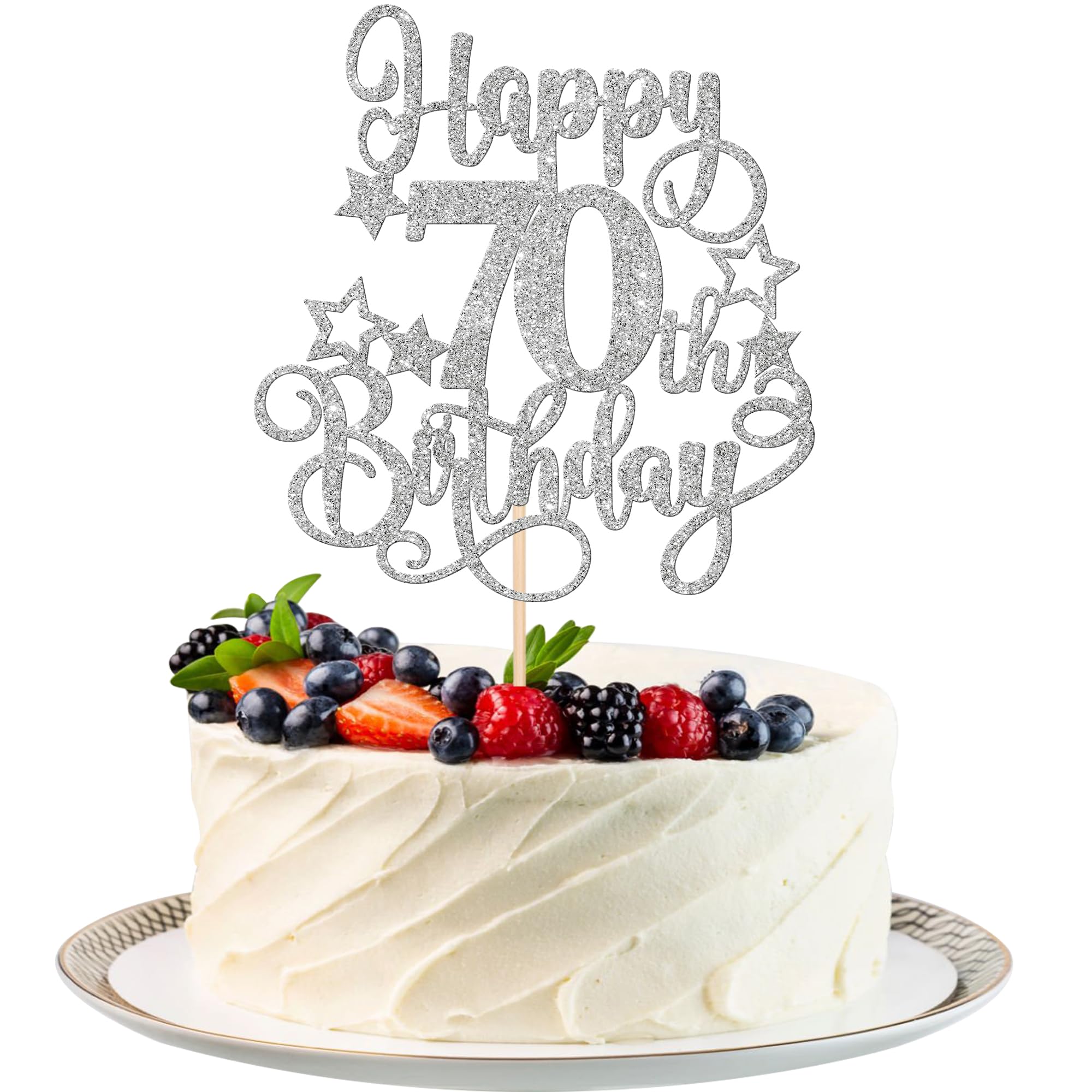Amazon.com: 1 PCS Happy 70th Birthday Cake Topper Glitter Cheers to 70 ...