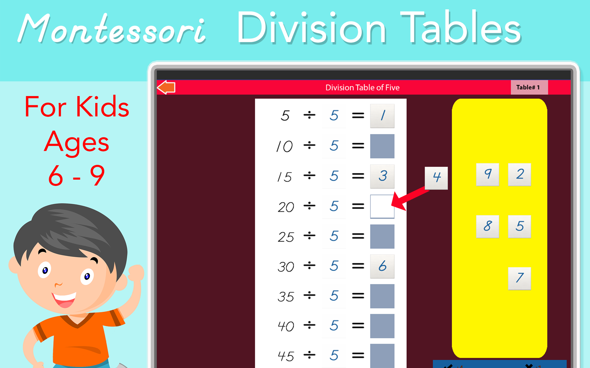 Division Chart Montessori