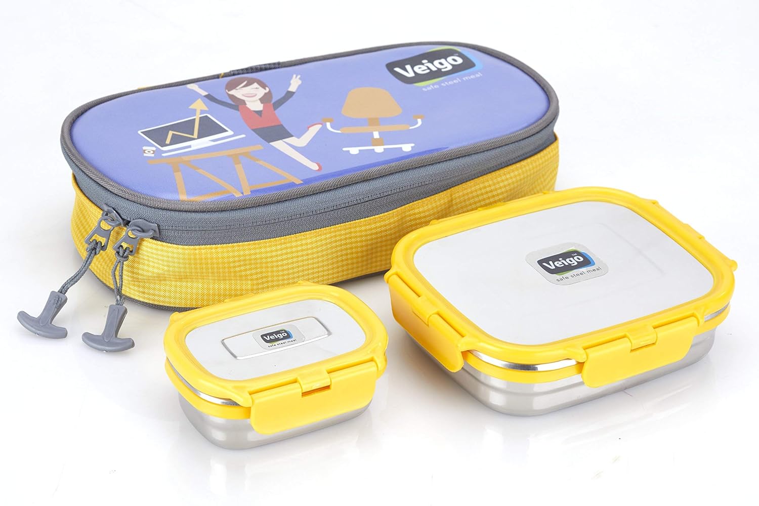 Buy Veigo Lock N Steel 100% Air Tight 1 Big and Small Yellow Container ...