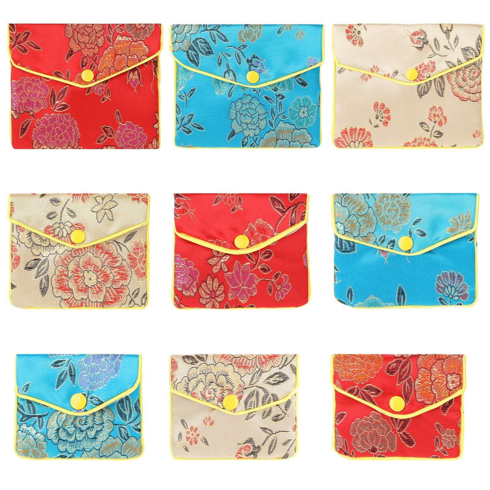 Qianyu 9 Pack Jewelry Purse Pouches Chinese Silk Style Brocade ...