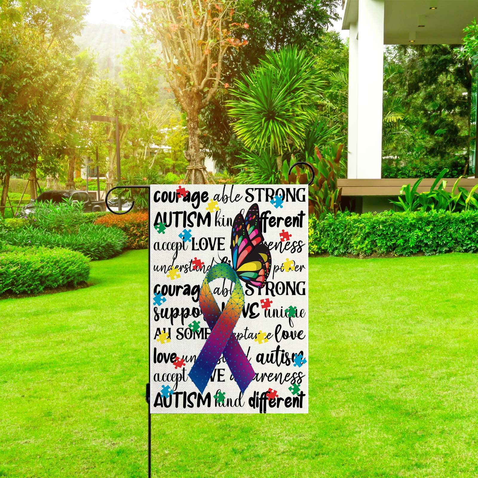 Snapklik.com : Autism Awareness Ribbon Butterfly Garden Flag 12.518 ...