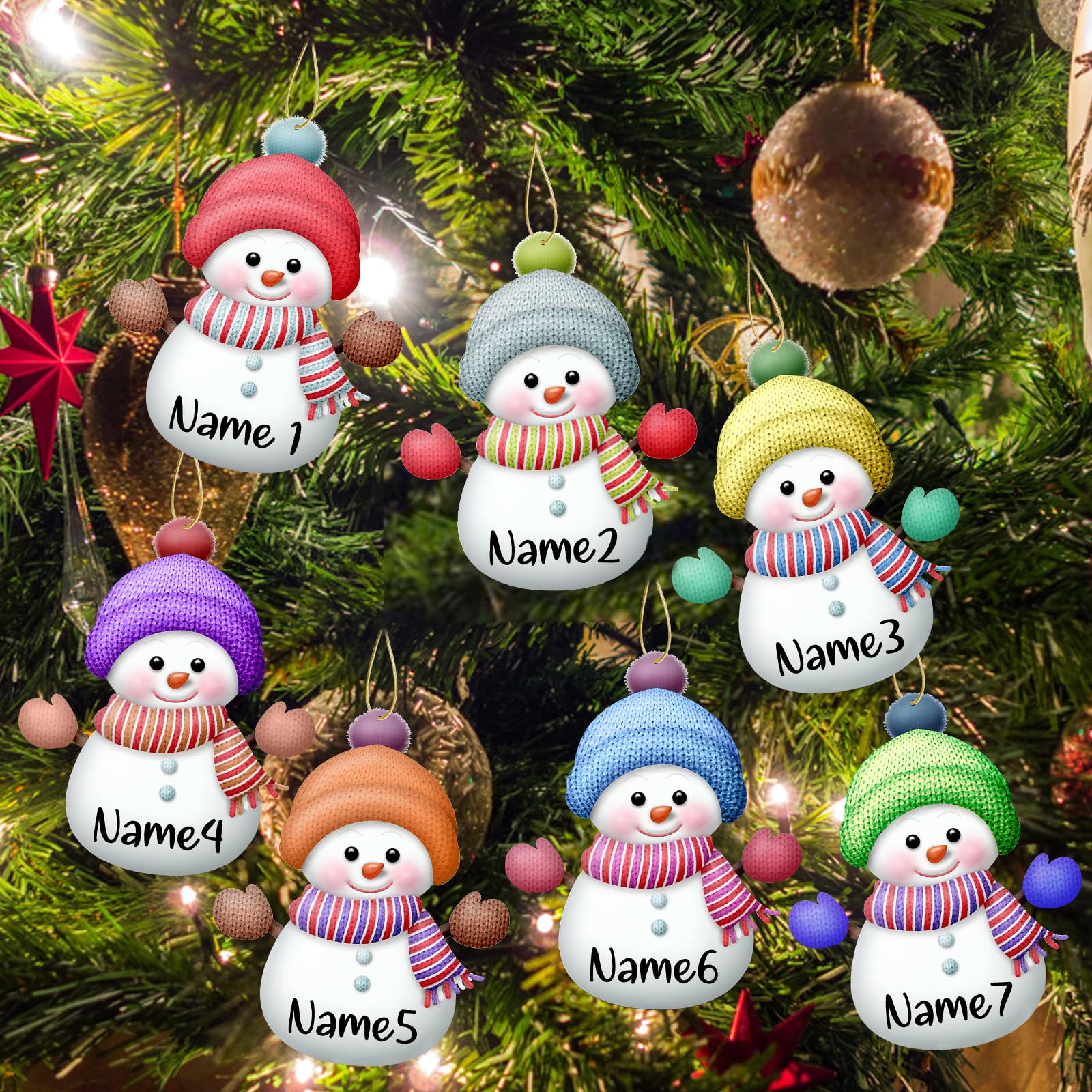 Up to 7PCS Personalized Christmas Snowman Ornaments, Custom Snowman ...