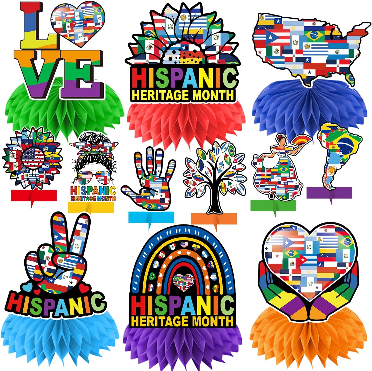 Amazon.com: Hispanic Heritage Month Decorations, 12 Pcs Hispanic ...