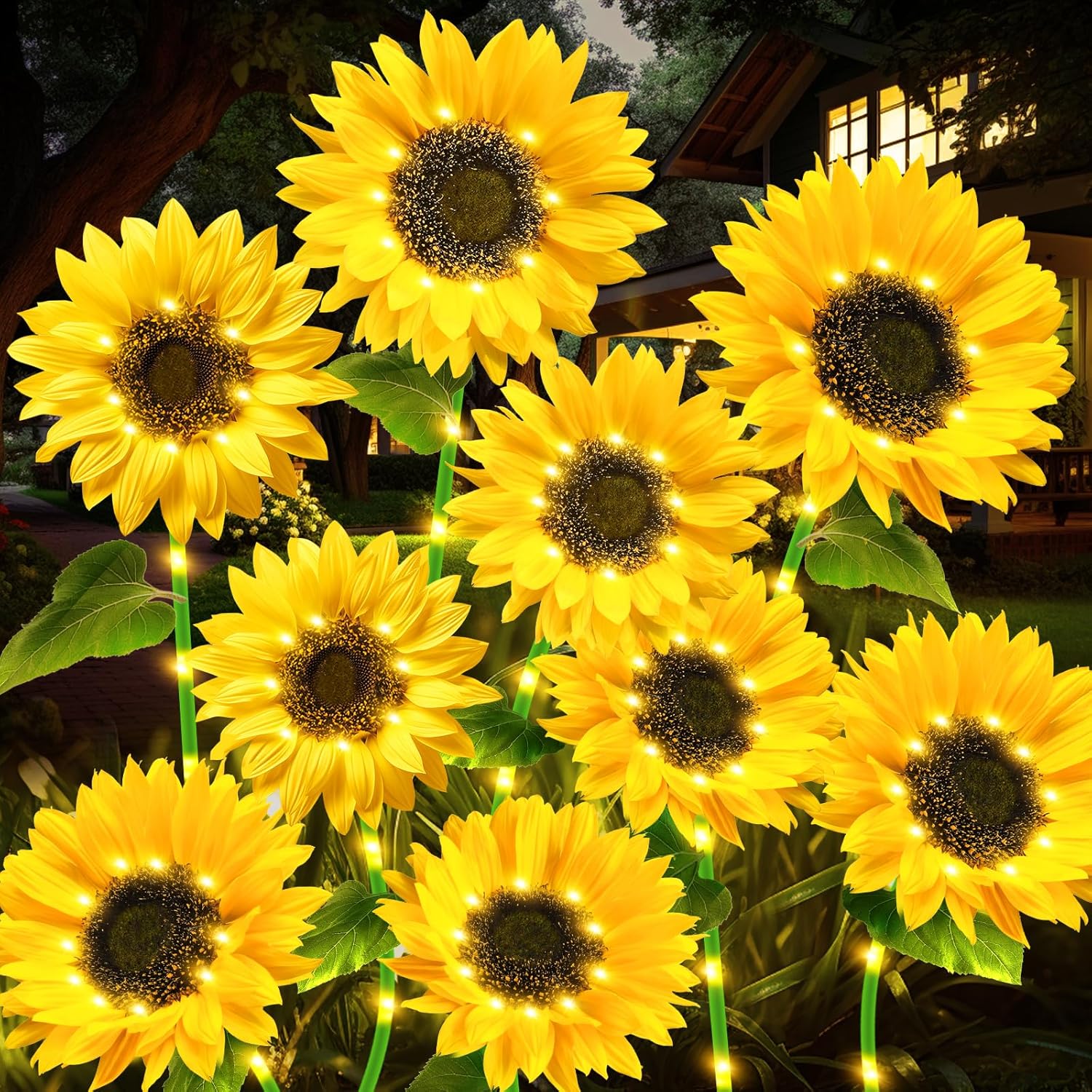 Solar Lights for Outside Garden Decor: 3 Pack Sunflower Solar Garden ...