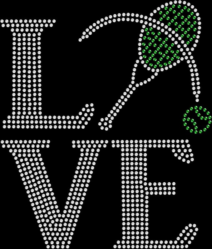 Amazon.com: Rhinestone Bling Sparkle Iron On Transfer DIY Love Tennis ...