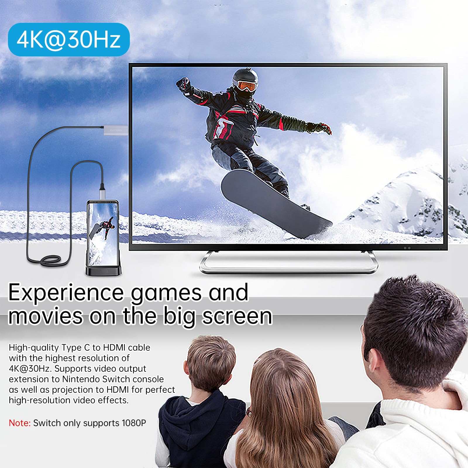 Snapklik.com : ELUTENG USB C To HDMI Cable Adapter 6.6ft 4K30Hz ...