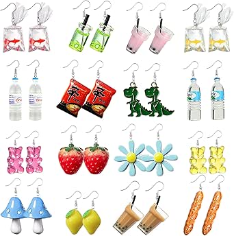 EIELO - Juego de 16 – 40 pares de arete divertidos y extraños Boba ...