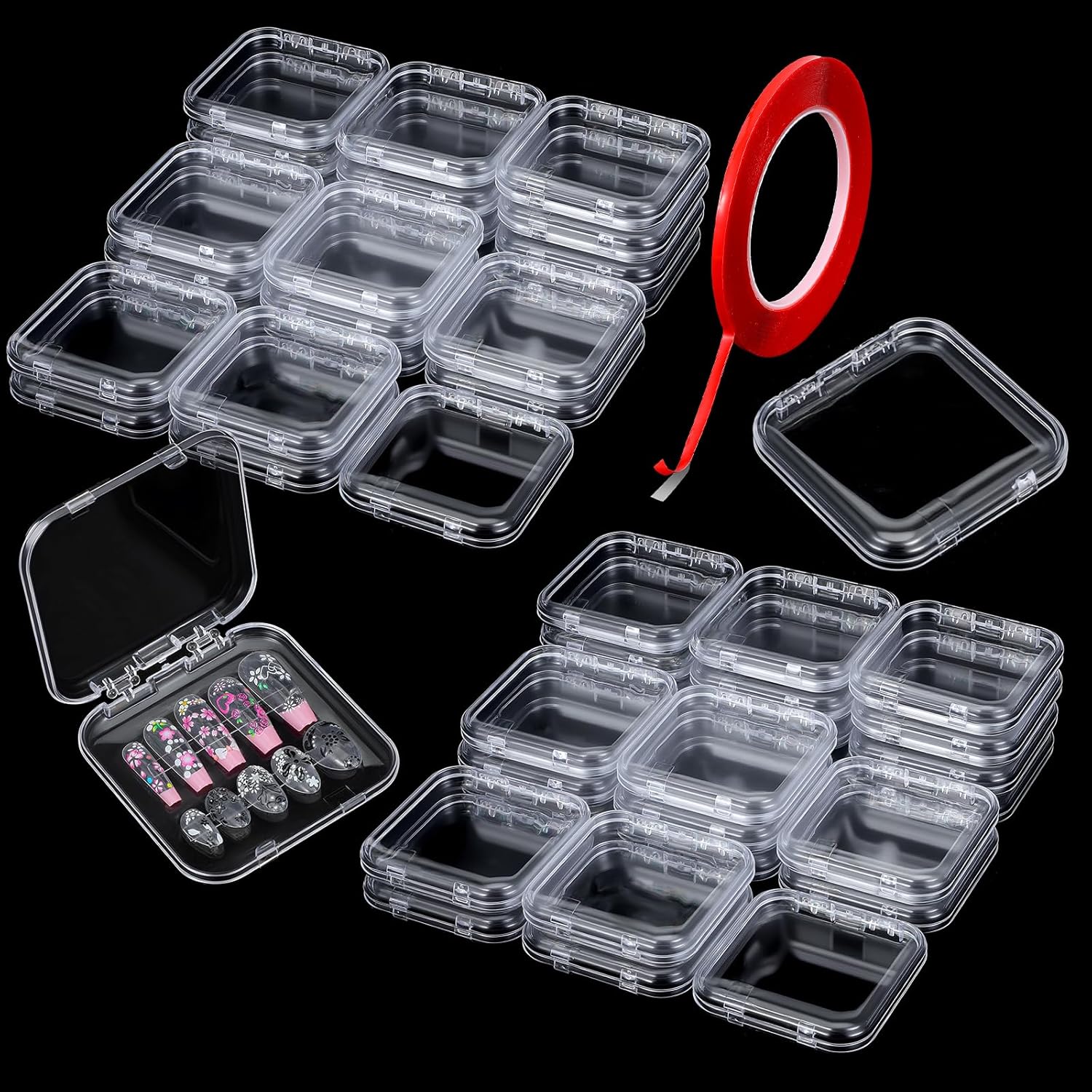 Amazon.com: Molain 40 Pcs Clear Press on Nail Packaging Boxes Case with ...