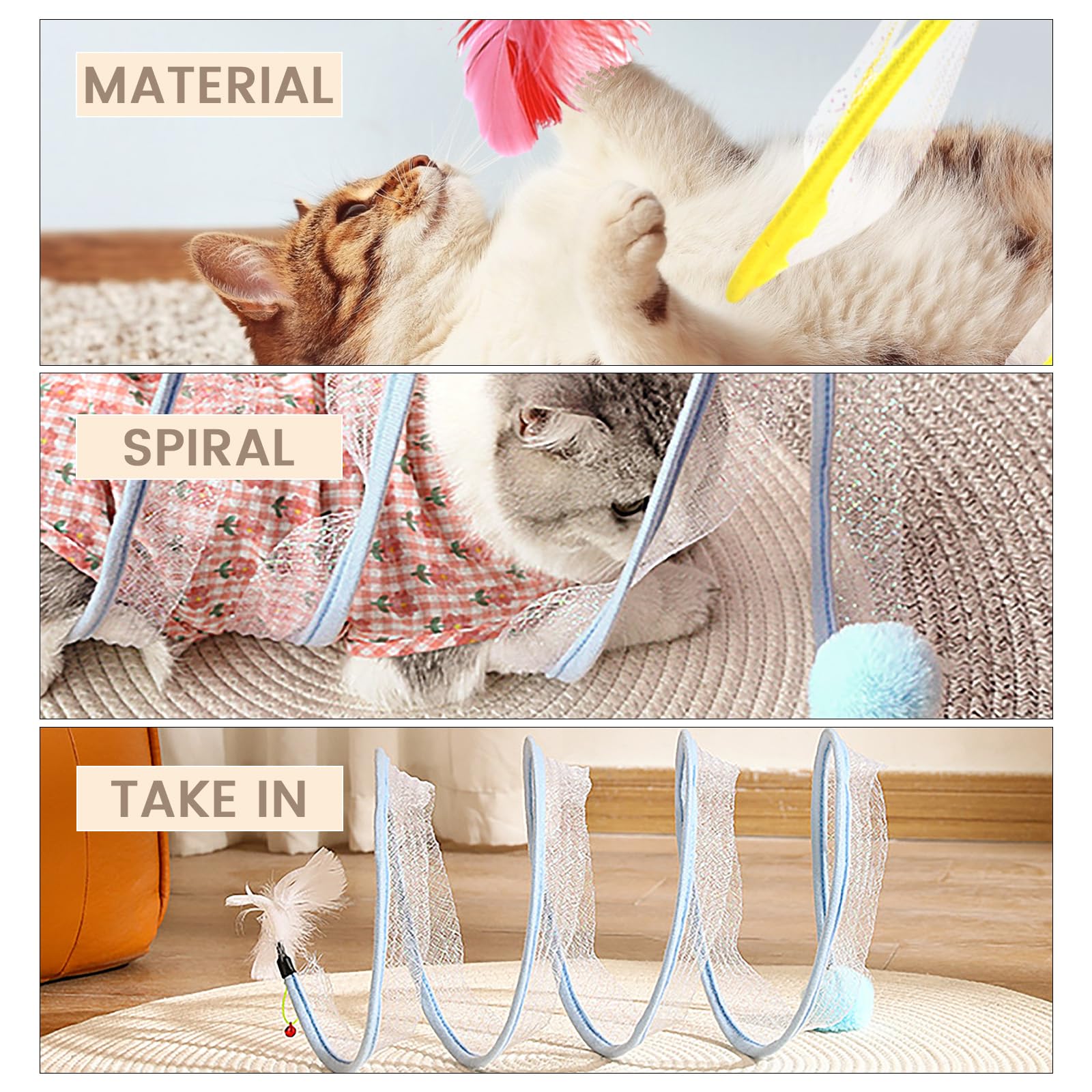Snapklik.com : 2 Pcs Folded Cat Tunnel Toy, Indoor Cat Activity ...