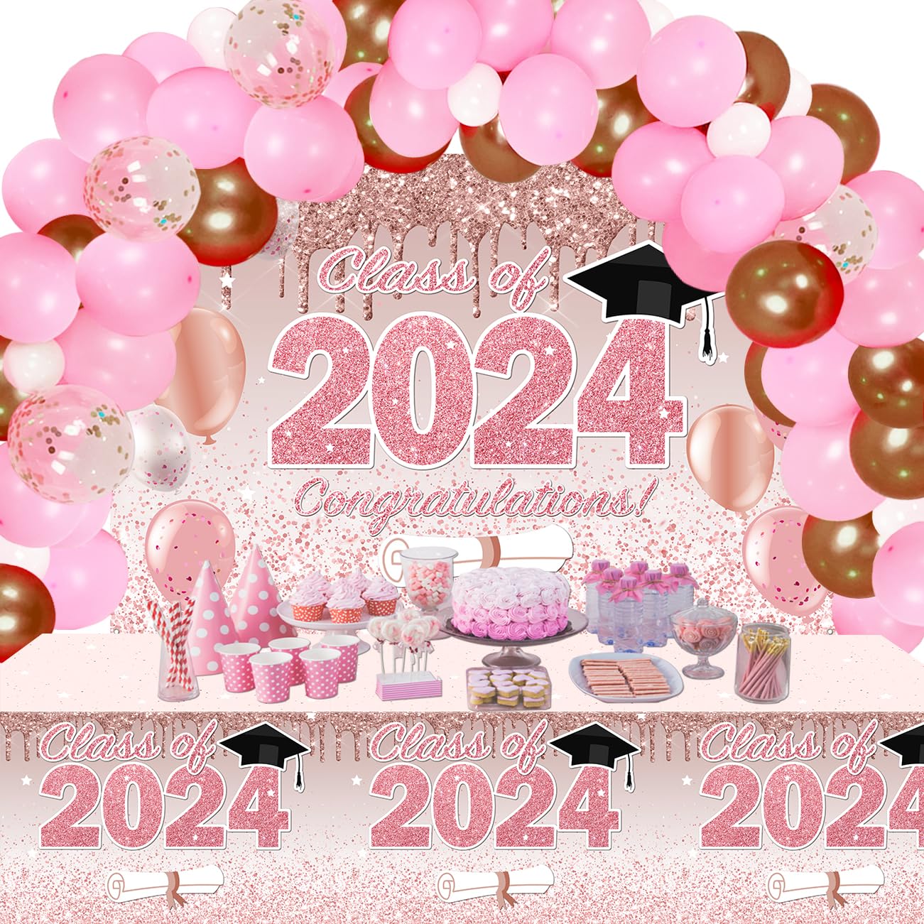 Pink Graduation Party Ideas Graduation Party Decorations Pink Etsy