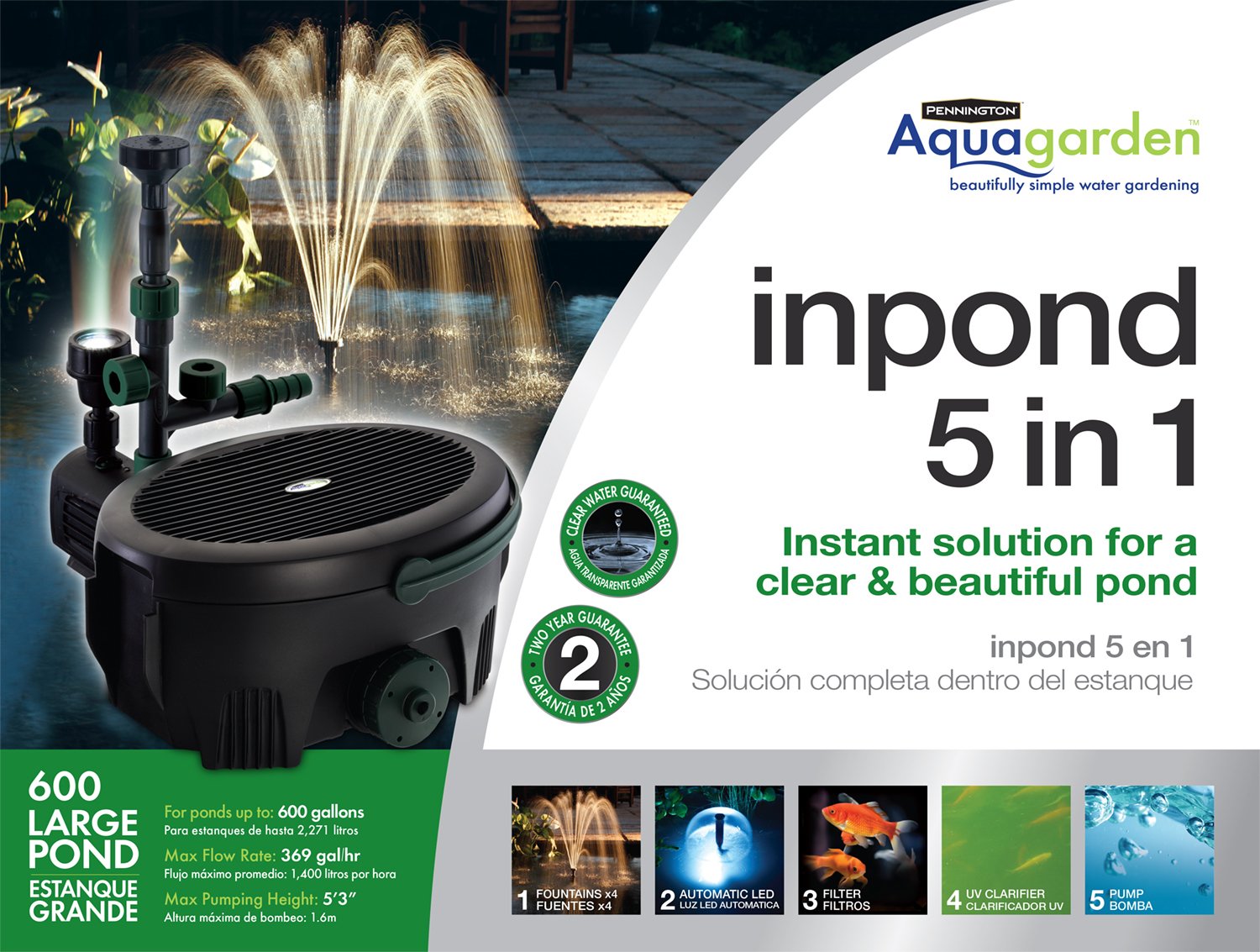 Snapklik.com : Pennington , Inpond 5 In 1 Pond & Water Pump, Filter, UV ...
