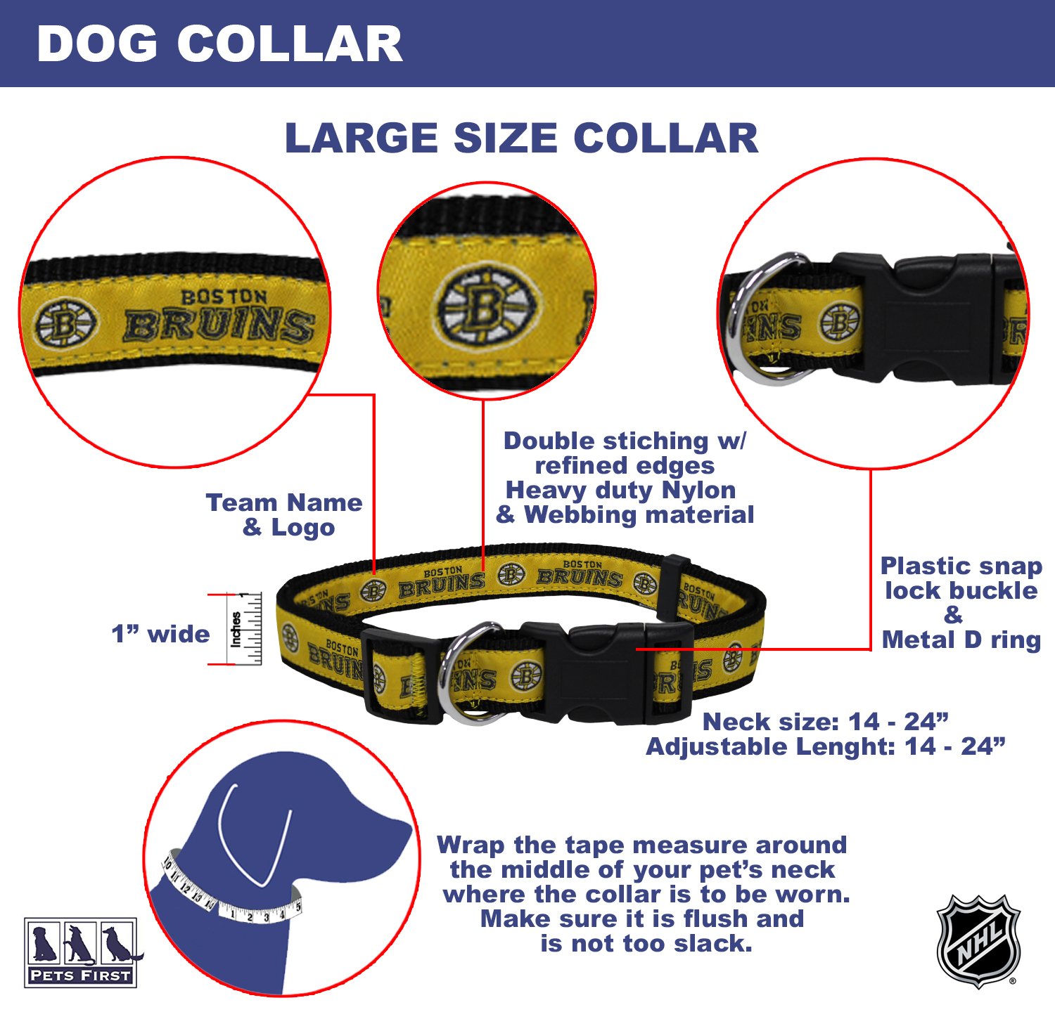 Snapklik.com : NHL Boston Bruins Collar For Dogs & Cats