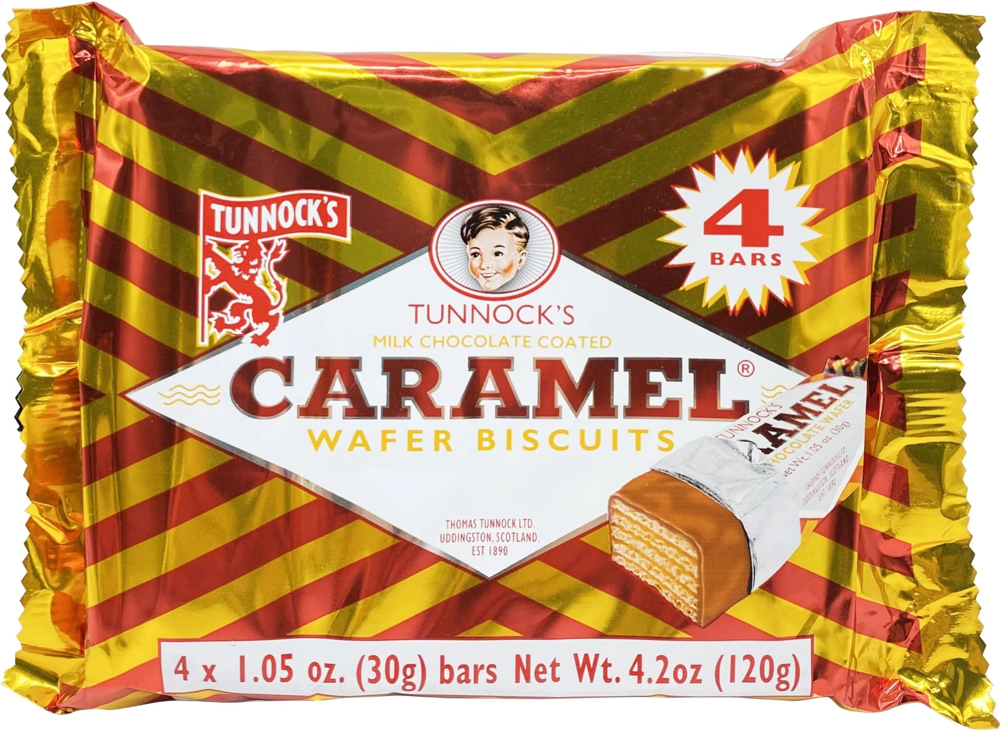 Amazon.com: Tunnock's Milk Chocolate Caramel Wafers 4 x 26.5g by ...