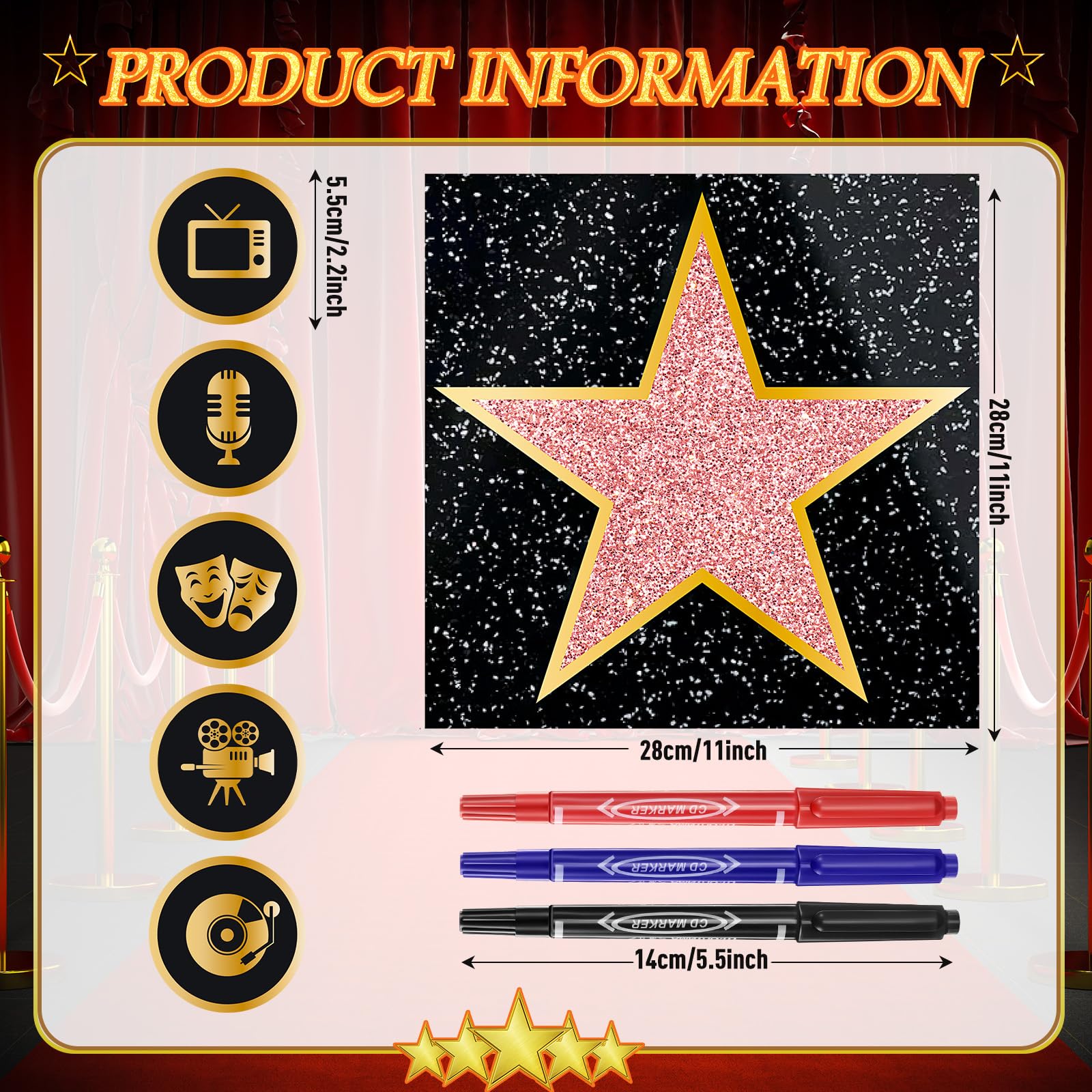 Snapklik.com : Pasimy 50 Pcs Movie Star Stickers Movie Theme Party ...