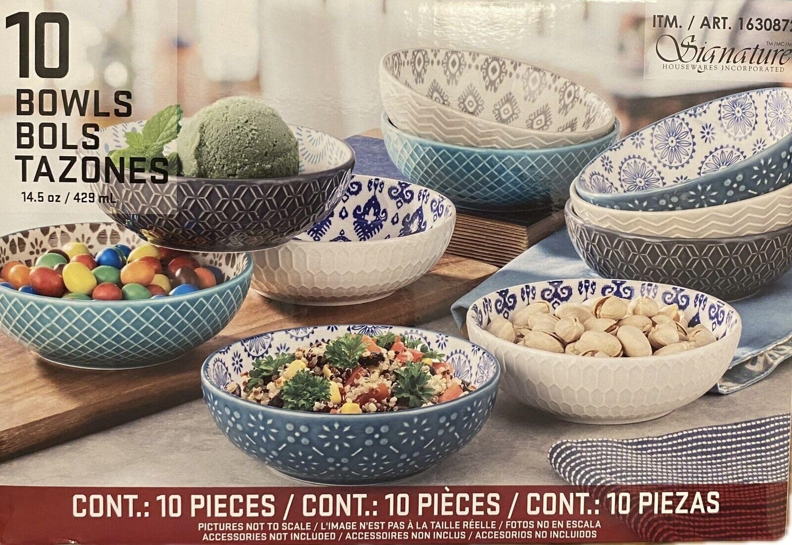 Amazon.com | Signature Housewares Incorporated, Ceramic Bowls, 10 ...