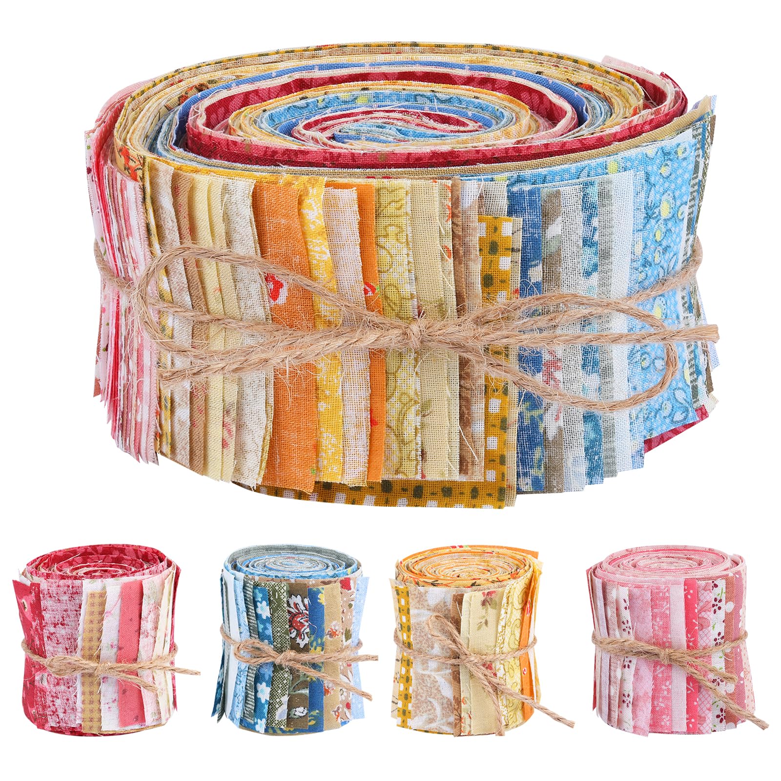 BEEFLYING 4 Bundles Fabric Jelly Rolls Cotton Fabric Strips Cotton ...