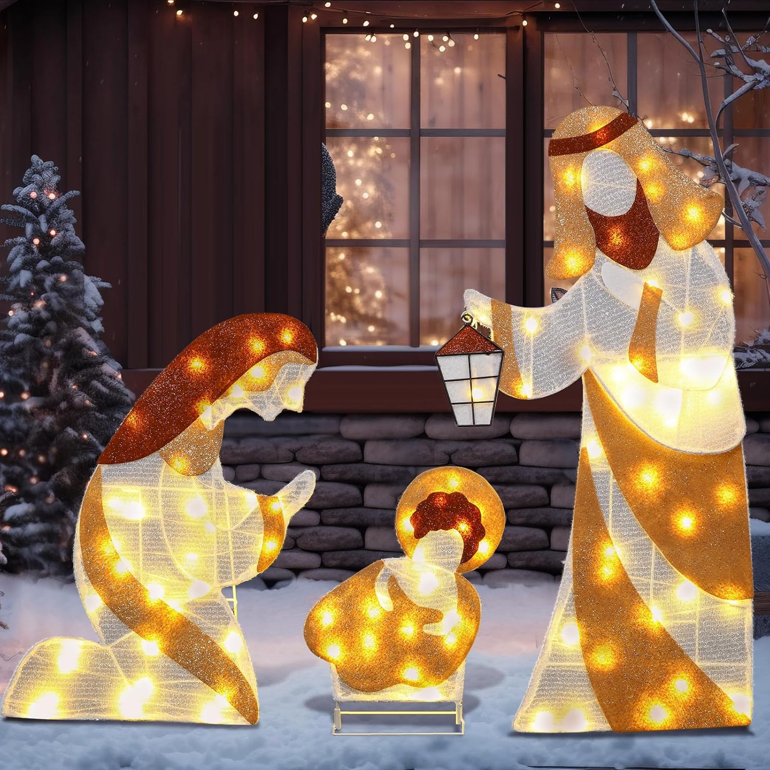 Amazon.com: 3 Pcs 30 Inch Lighted Outdoor Nativity Scene Christmas Nativity Set with Lights Holy ...