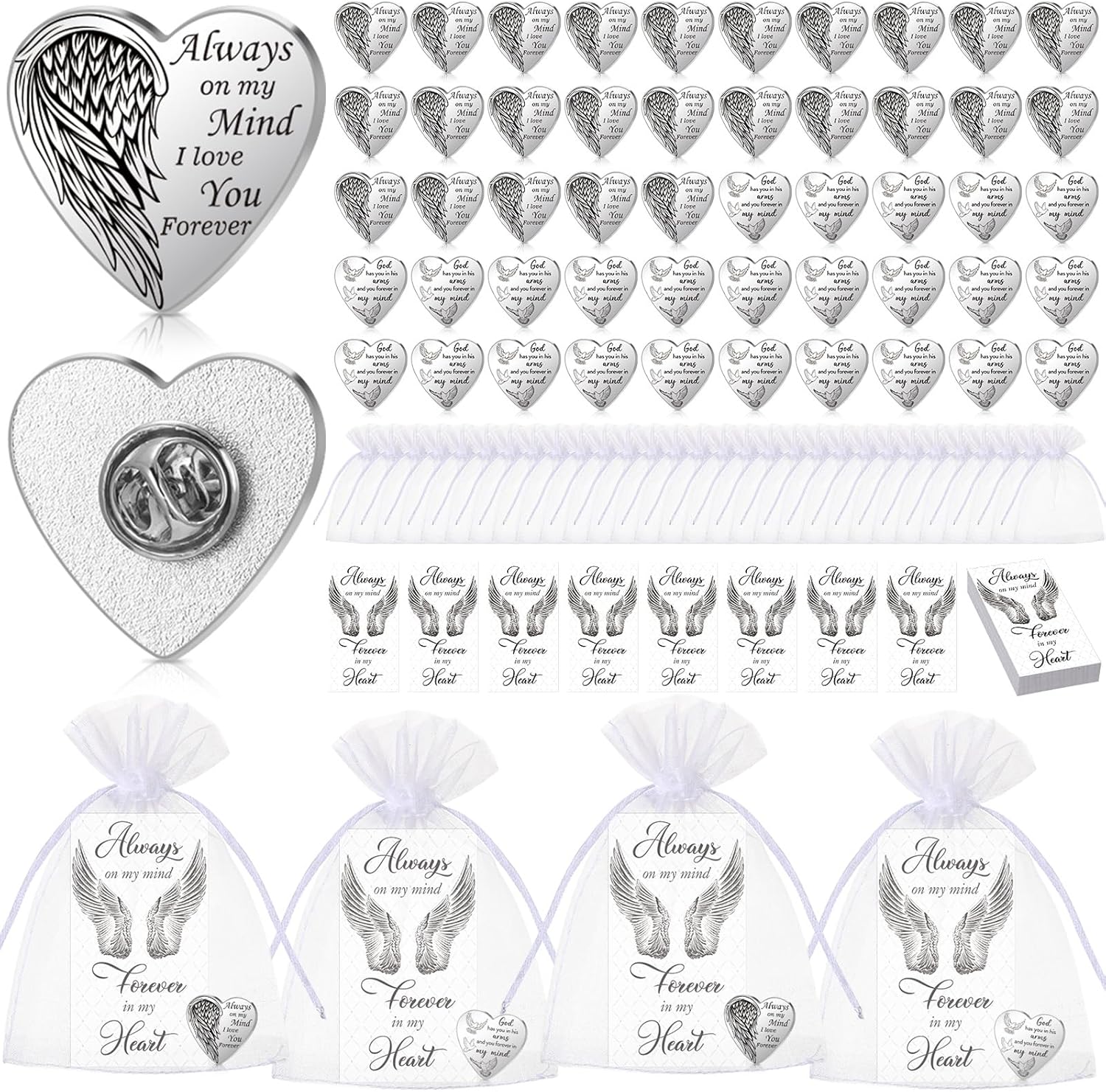Amazon.com: Tondiamo 50 Sets Memorial Angel Sign Pins Funeral Favors ...