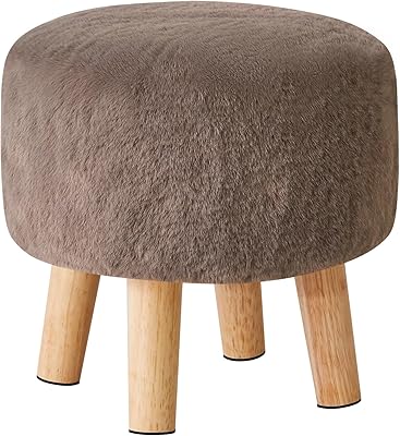 Amazon.com: MEETAKING Small Round Foot Stool, Teddy Fabric Footrest ...