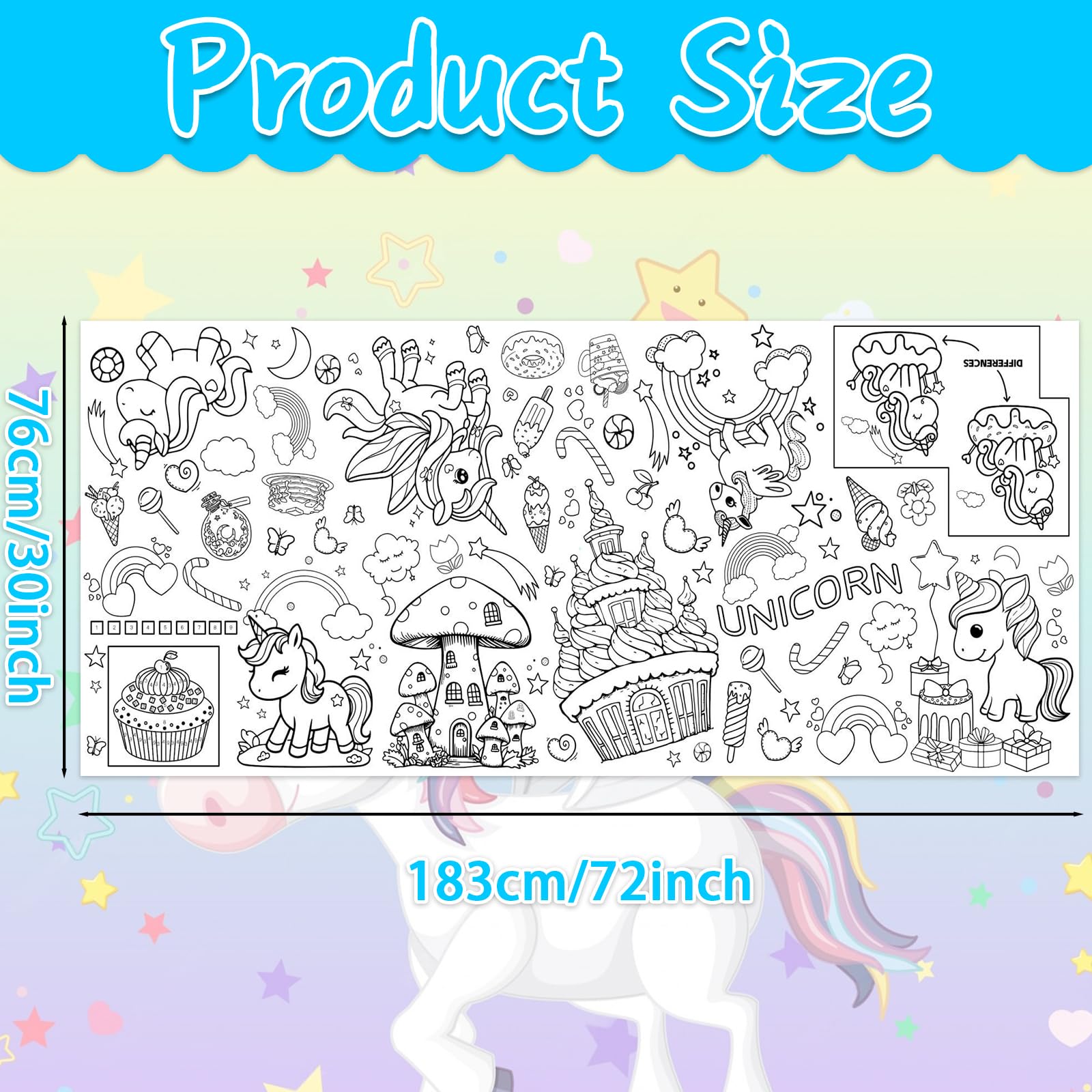 Snapklik.com : Unicorns Giant Coloring Poster, 72 X 30 Inches Large ...