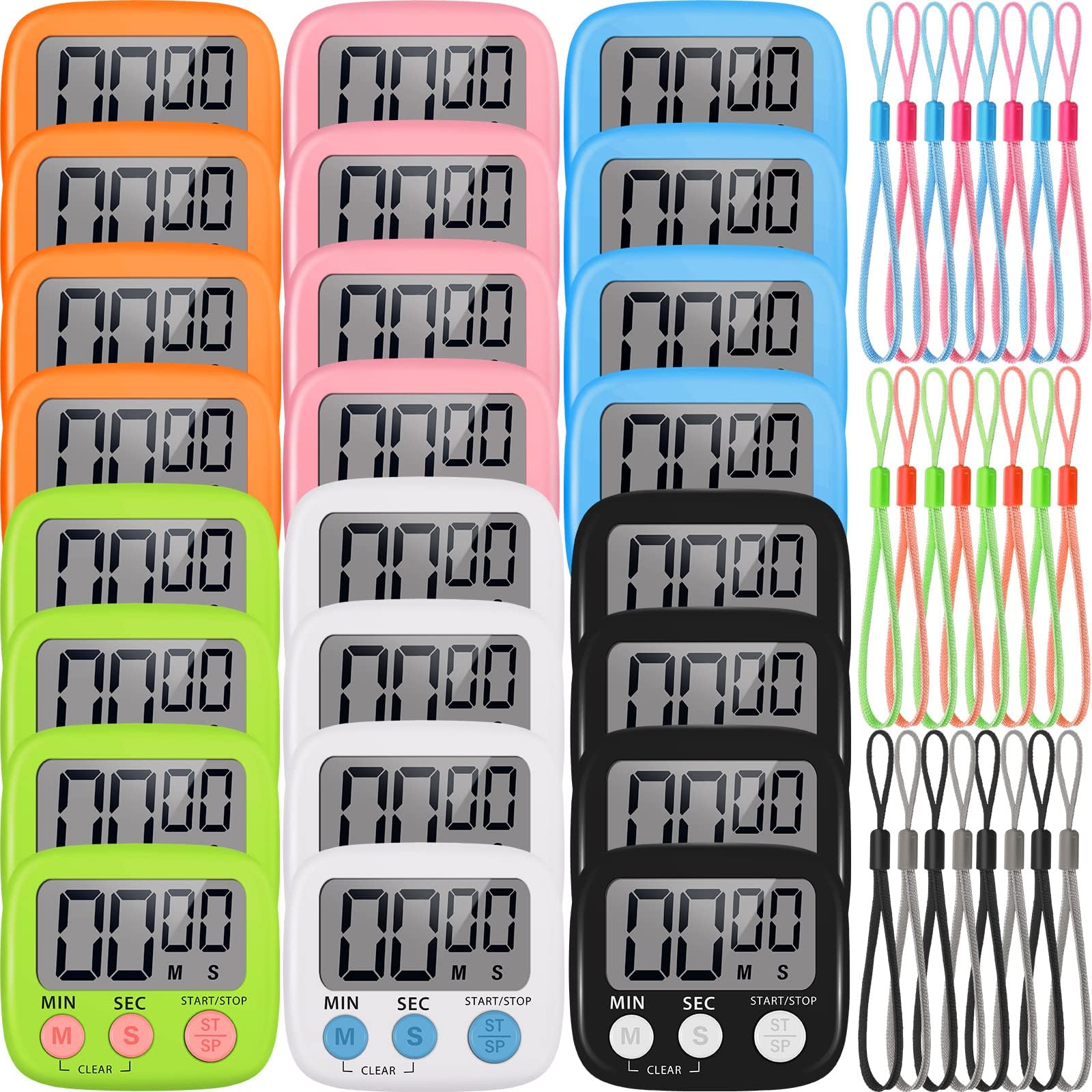 Amazon.com: 24 Packs Small Digital Kitchen Timer Magnetic Back and ...