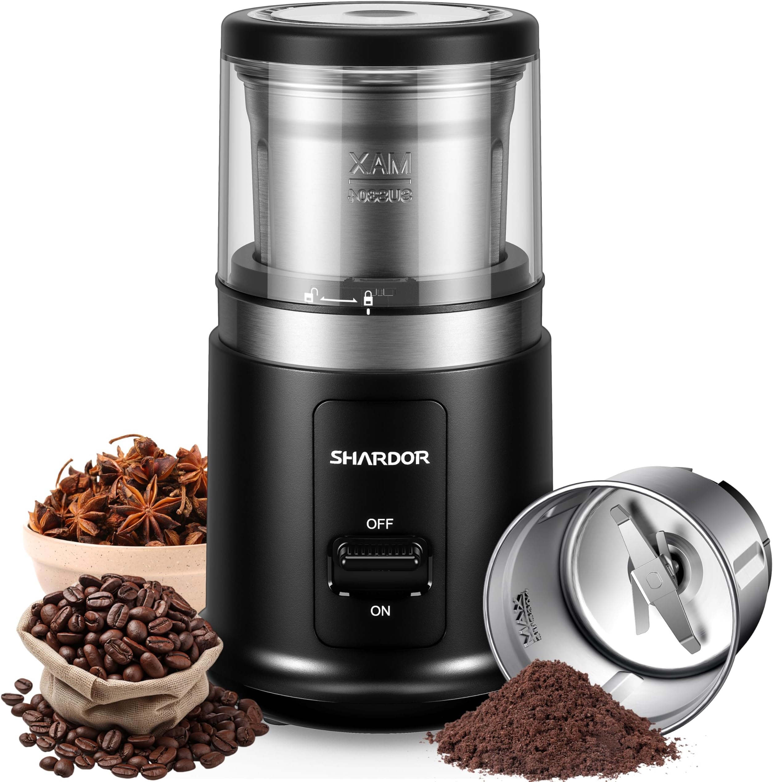 Duronic Electric Coffee Grinder CG250, Coffee Bean Grinder Machine ...