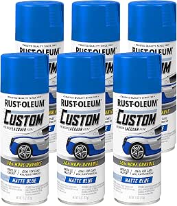 Rust-Oleum 312g (6 Pack) Matt Blue Automotive Premium CUSTOM Lacquer ...