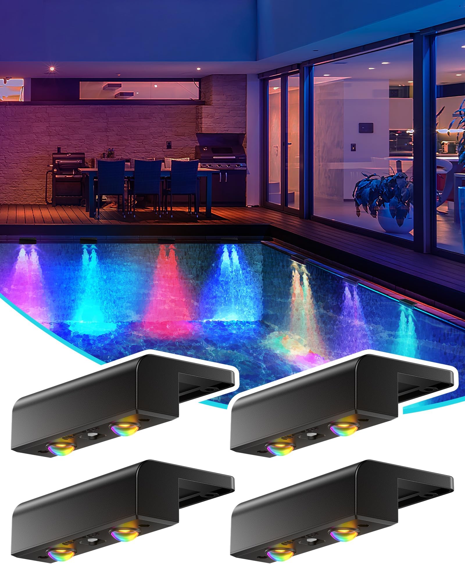 ROBEVE 4-Pack Solar-Powered LED Step Lights - Waterproof Outdoor ...