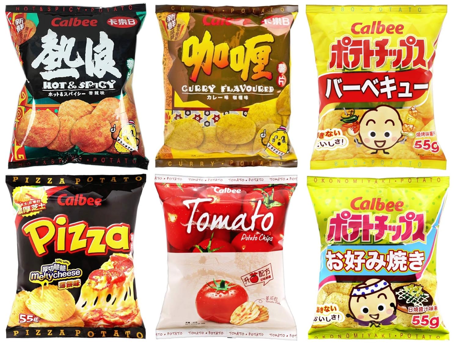 Amazon.com: CALBEE Potato Chips 55g x 6 Flavoured : Grocery & Gourmet Food
