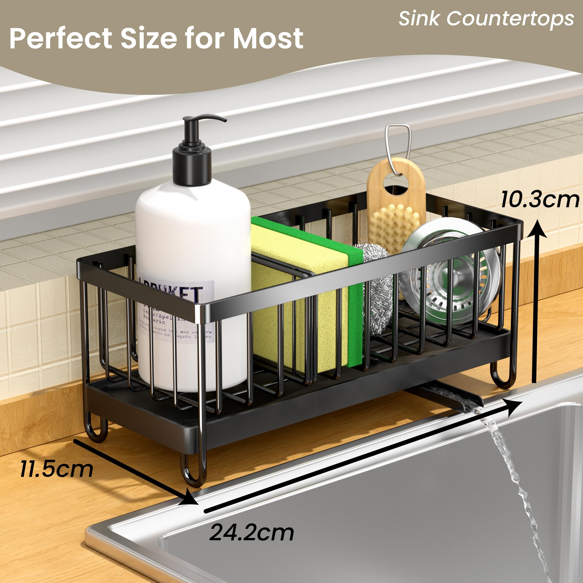 PKBD Kitchen Sink Caddy, Rustproof 304 Sponge Holder with Removable ...