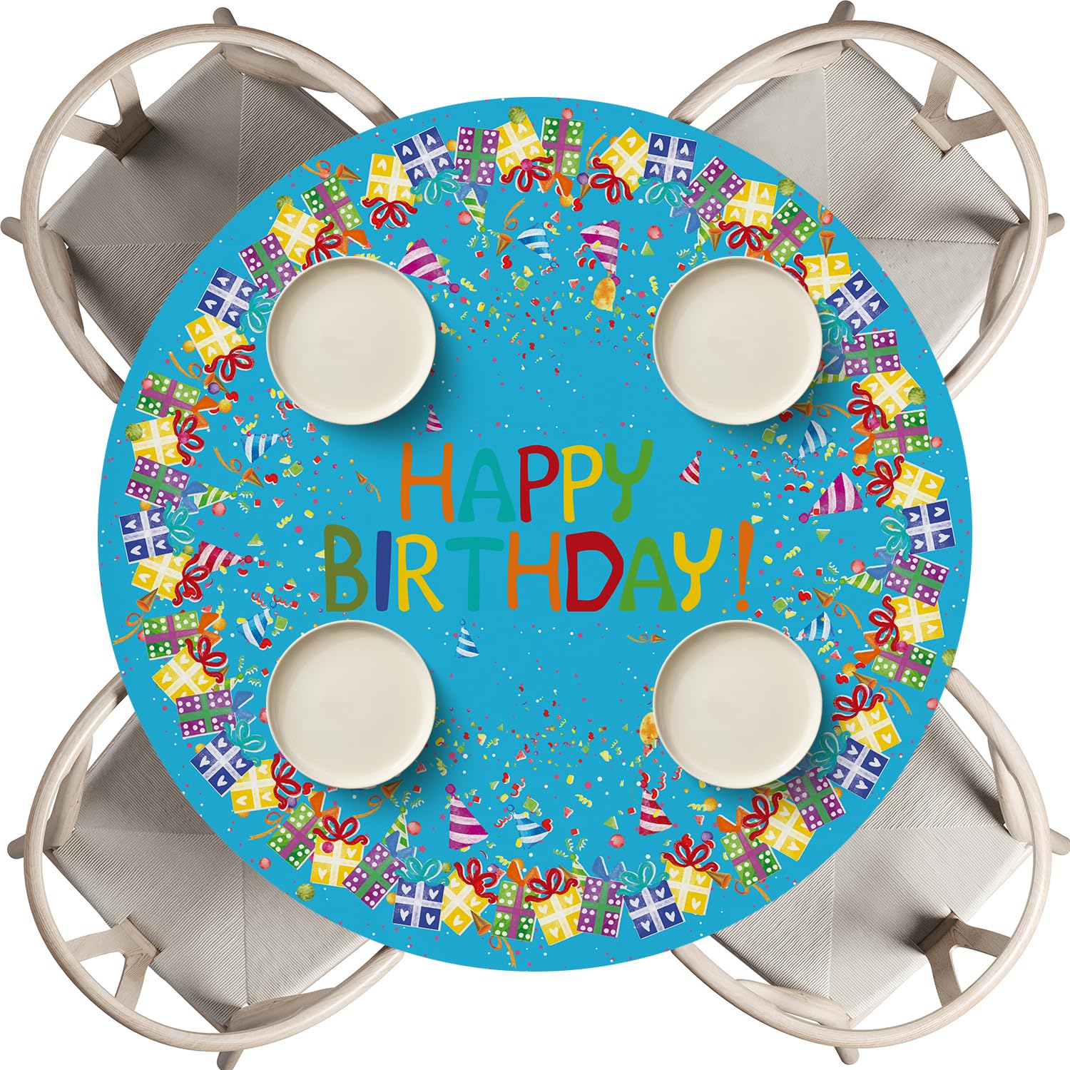 Amazon.com: Horaldaily Birthday Fitted Tablecloth Best for 45"-56 ...