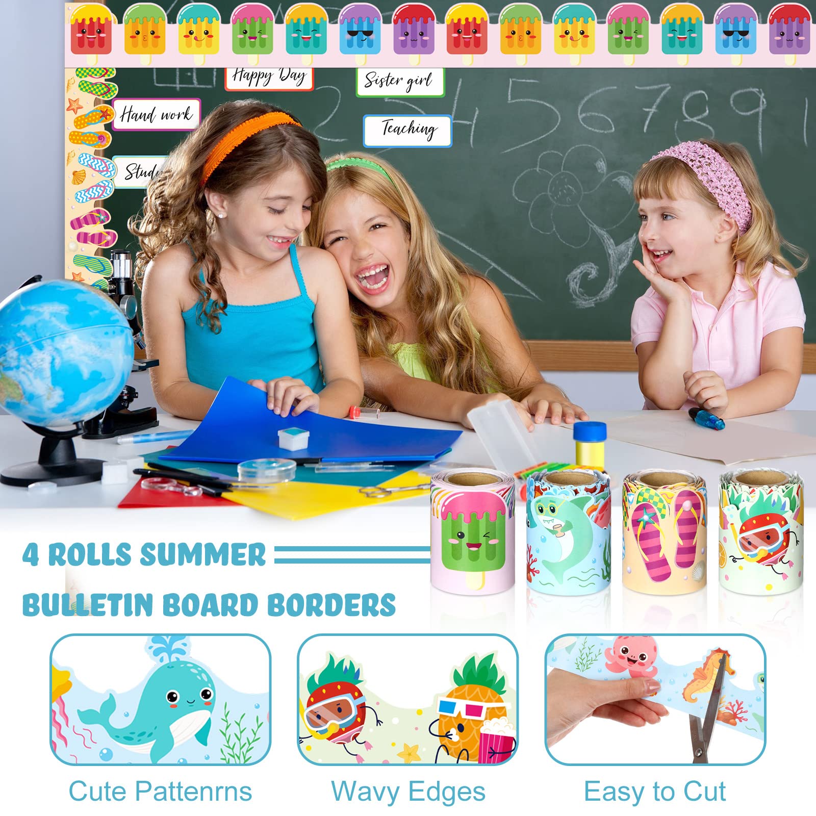 Snapklik.com : 4 Rolls 131 Ft Summer Ice Pops Bulletin Board Borders ...