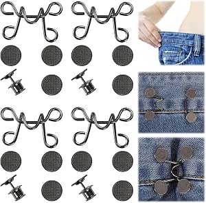 Amazon.com: 4pcs Adjustable Jean Button Waist Tightener, Removable ...