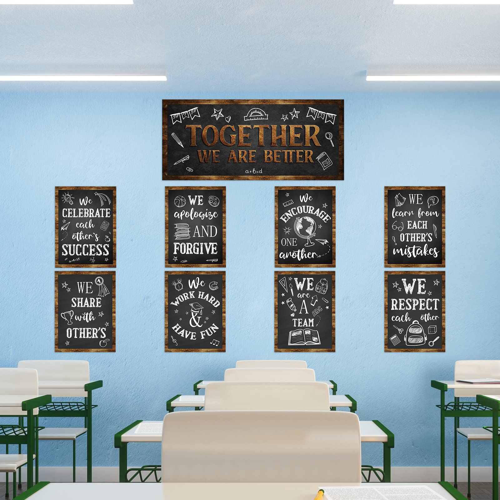 Great Work Bulletin Board Sets Industrial Chic Bulletin Board Set - 9 ...