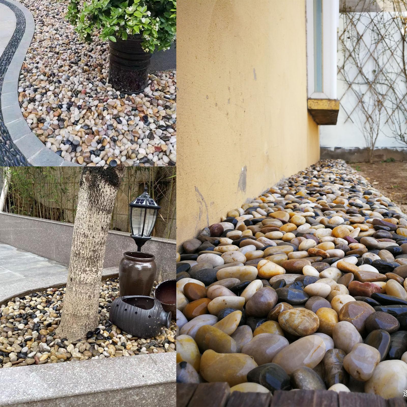 Flower Pots Concrete And Stone Beach Pebbles Southwest Boulder & Stone